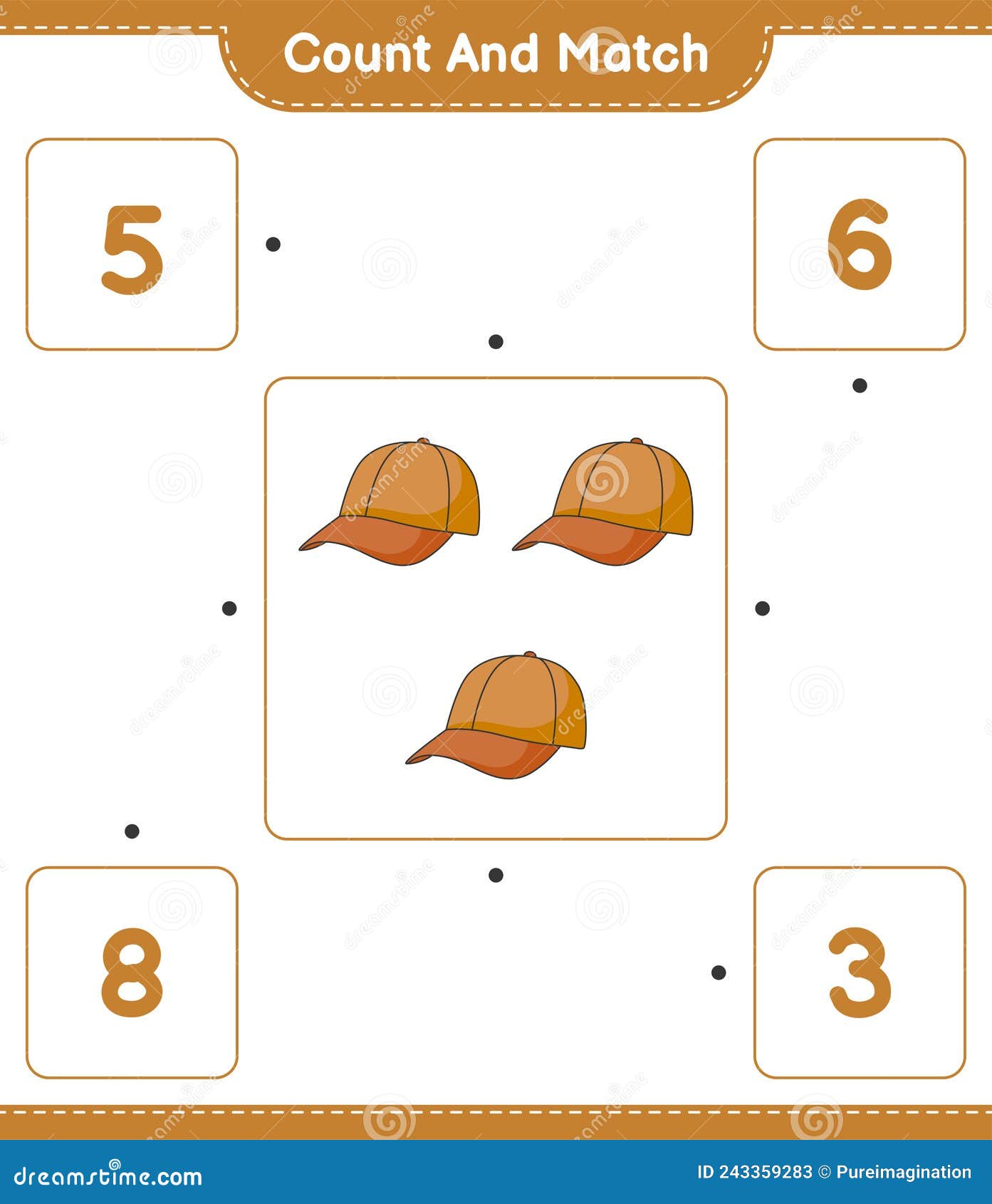 Count and Match, Count the Number of Cap Hat and Match with the Right ...