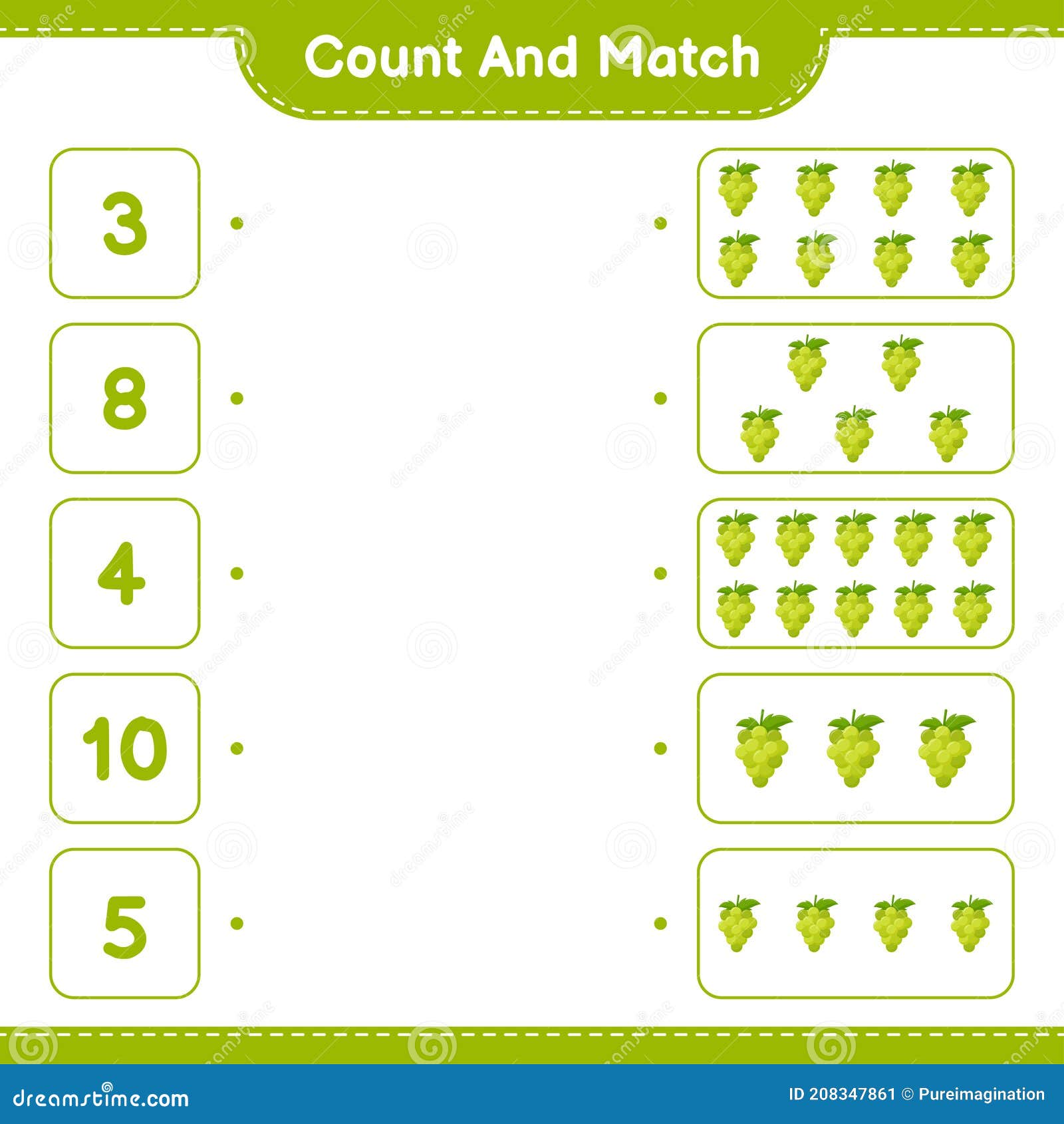 Count and Match, Count the Number of Grape and Match with Right Numbers ...