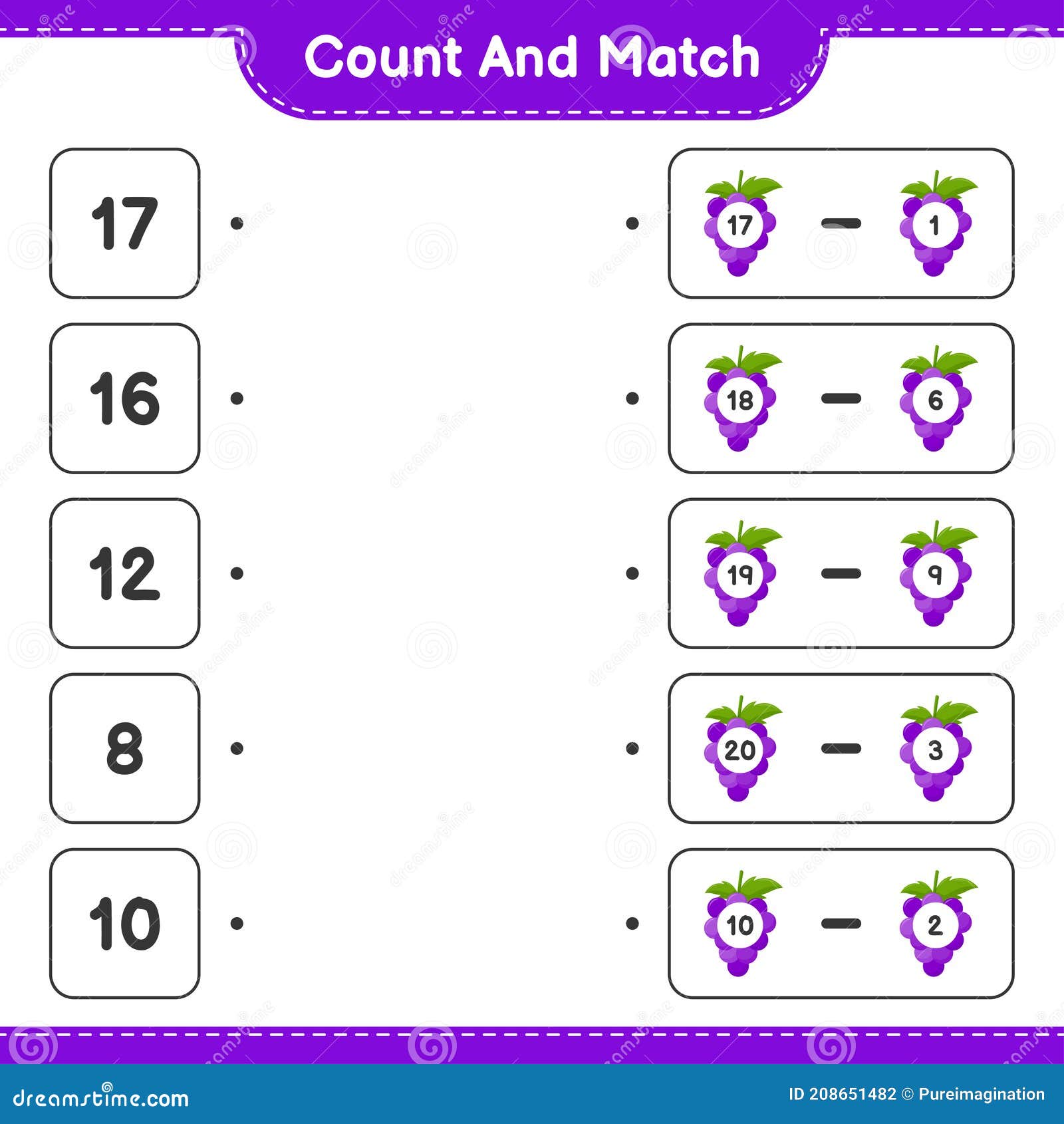 Count and Match, Count the Number of Grape and Match with Right Numbers ...