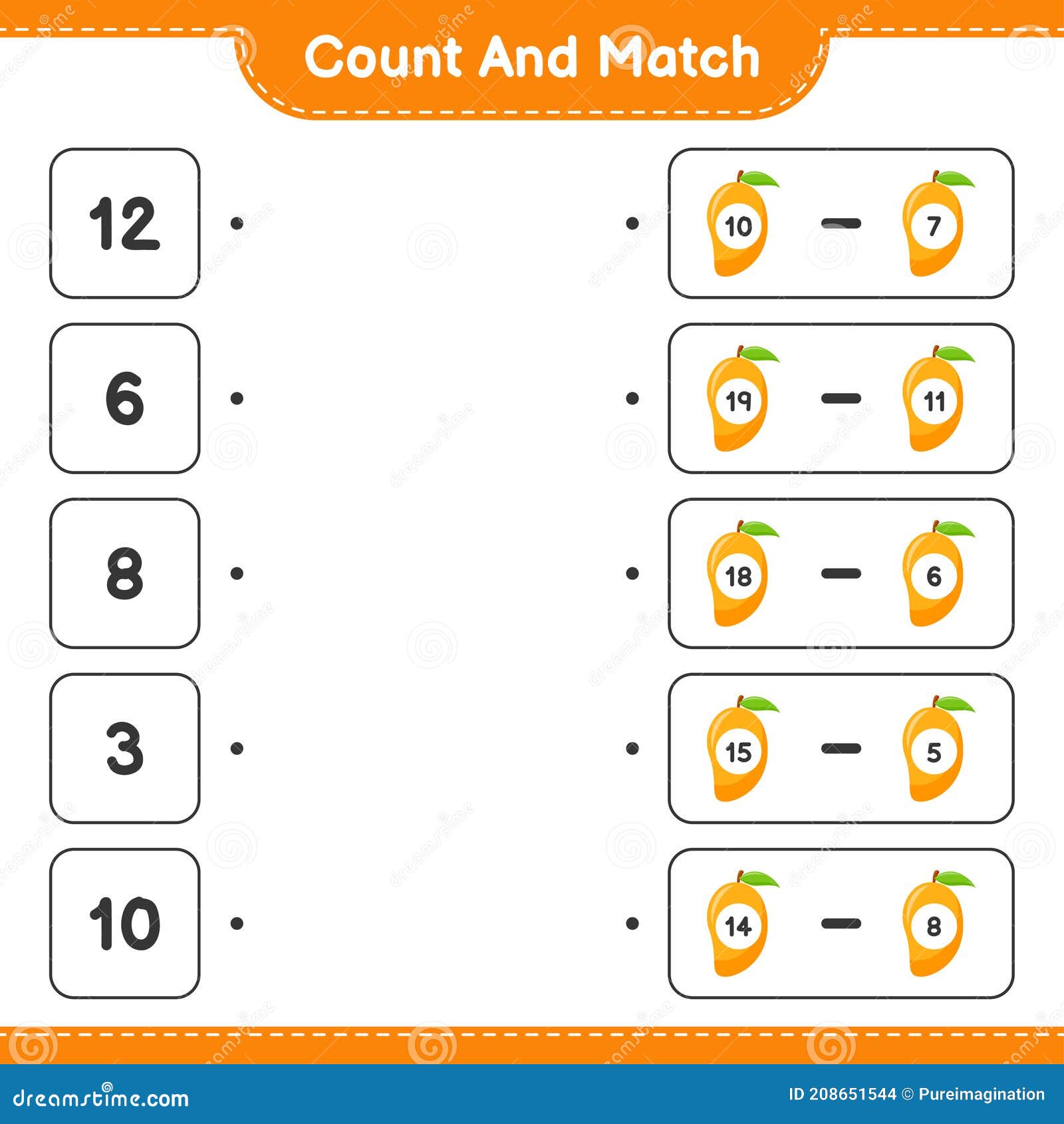 Count and Match, Count the Number of Mango and Match with Right Numbers ...
