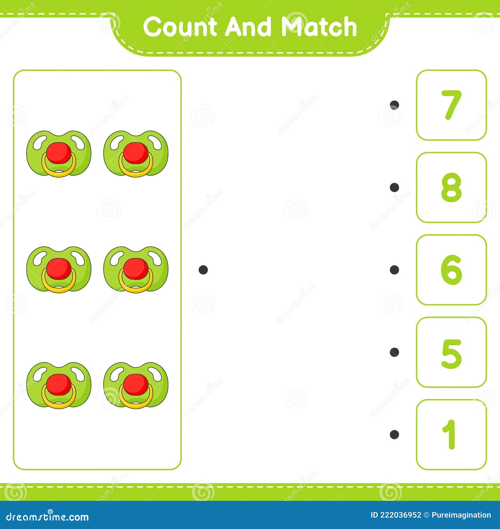 Count and Match, Count the Number of Pacifier and Match with the Right ...