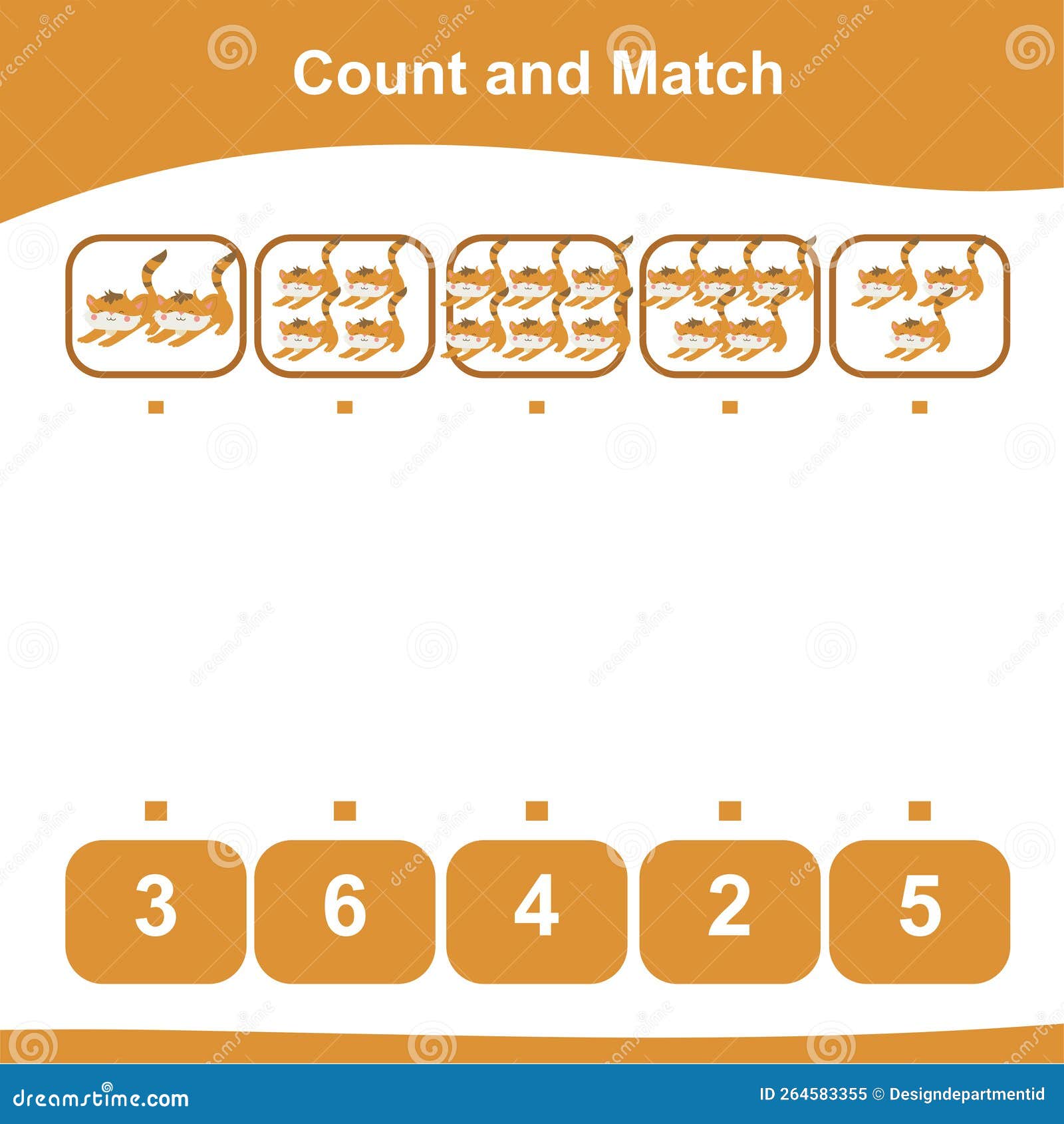 Count and Match Activity for Kids with Cute Farm Animal Characters. the ...