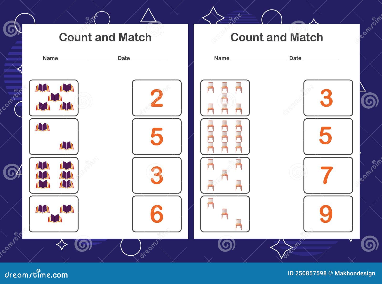 Count and Match Worksheet for Kids. Count and Match with the Correct ...