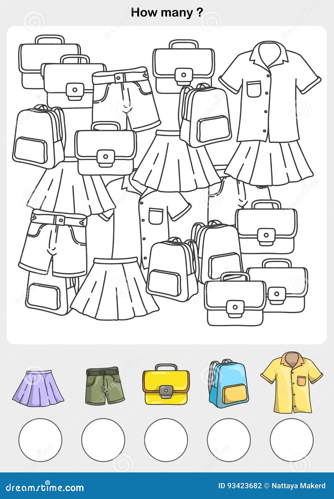 Count and Painting Color the Objects. Stock Vector - Illustration of ...