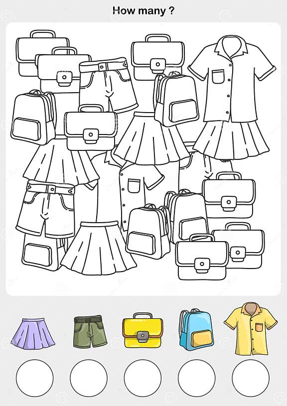 Count and Painting Color the Objects. Stock Vector - Illustration of ...