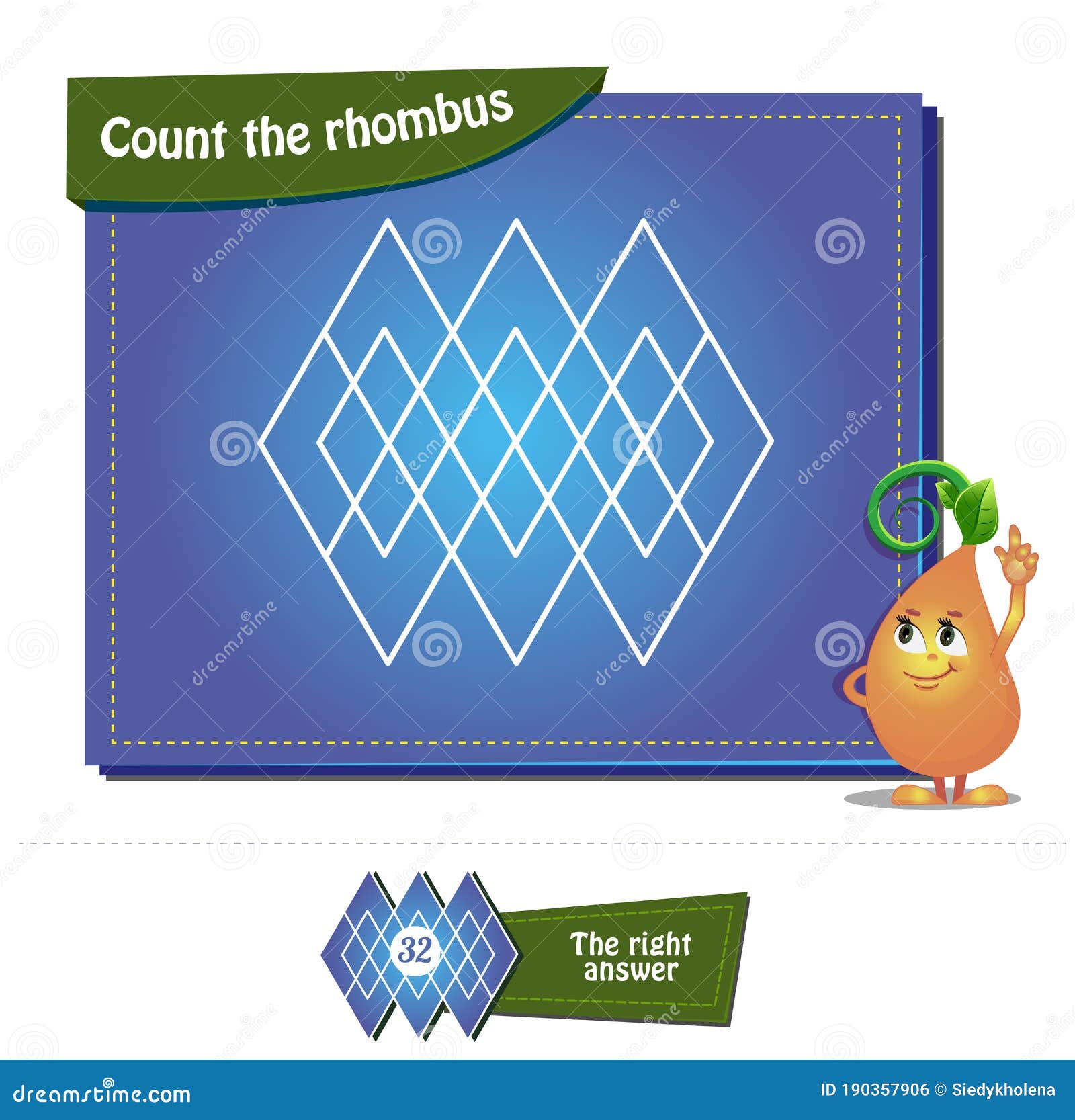 Count the Rhombus Brainteaser Stock Illustration - Illustration of ...