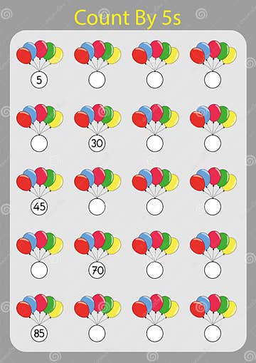 Count by 5s Practice Worksheet, Write the Missing Numbers, Stock Vector ...