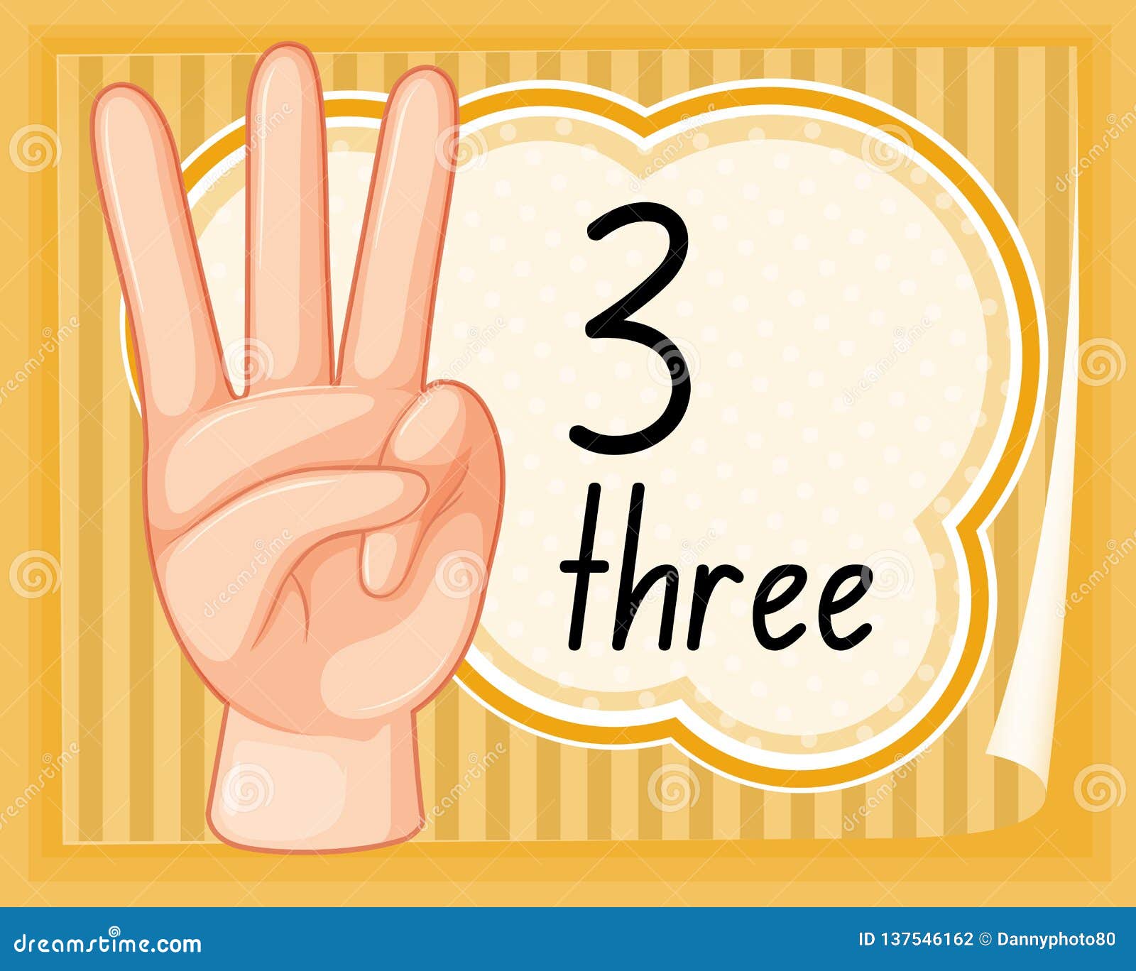Count Three with Hand Gesture Stock Vector - Illustration of math ...
