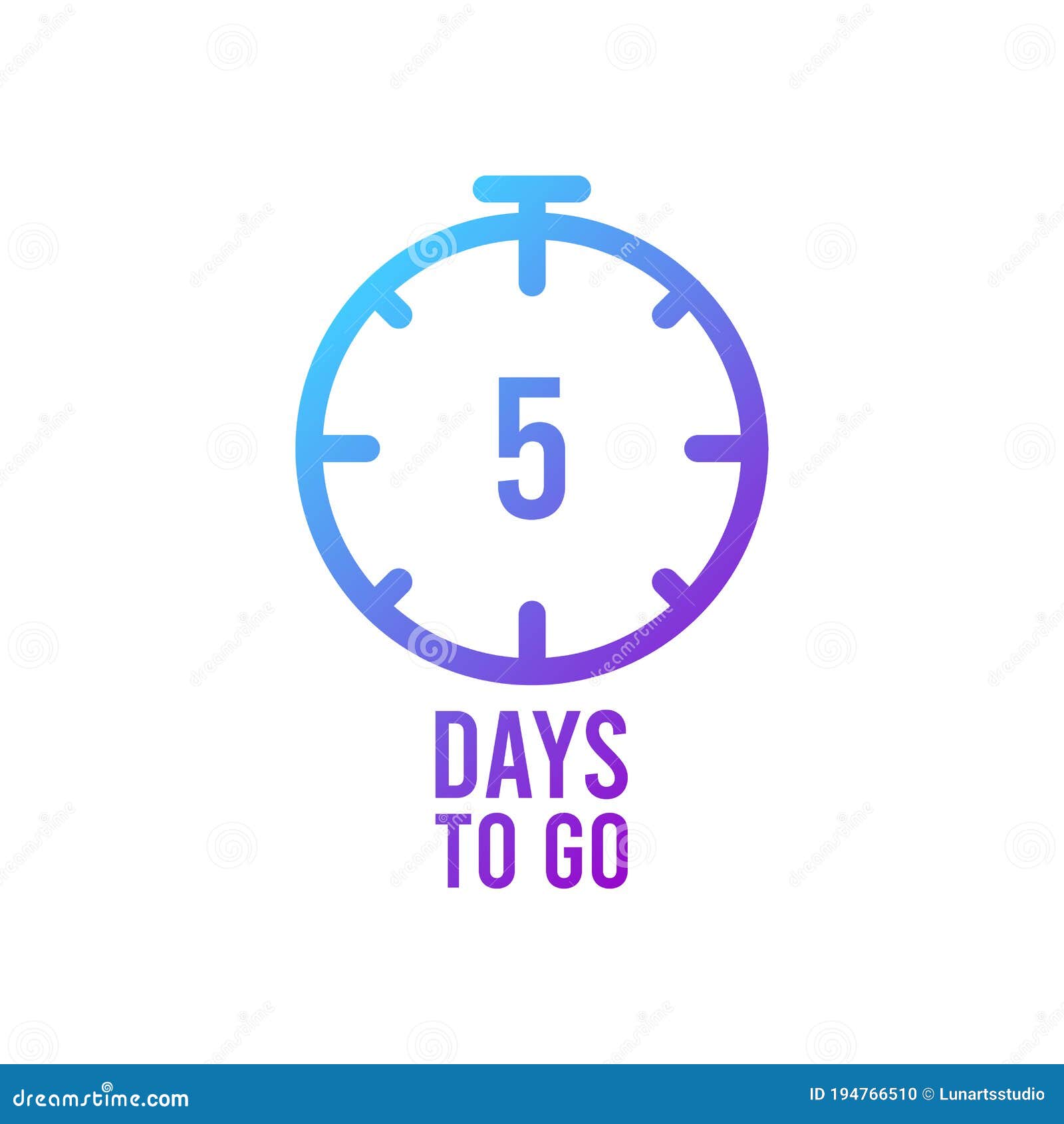 Count Timer Icon. Vector Emblem of 5 Days Left in Flat Style. Hour Down ...