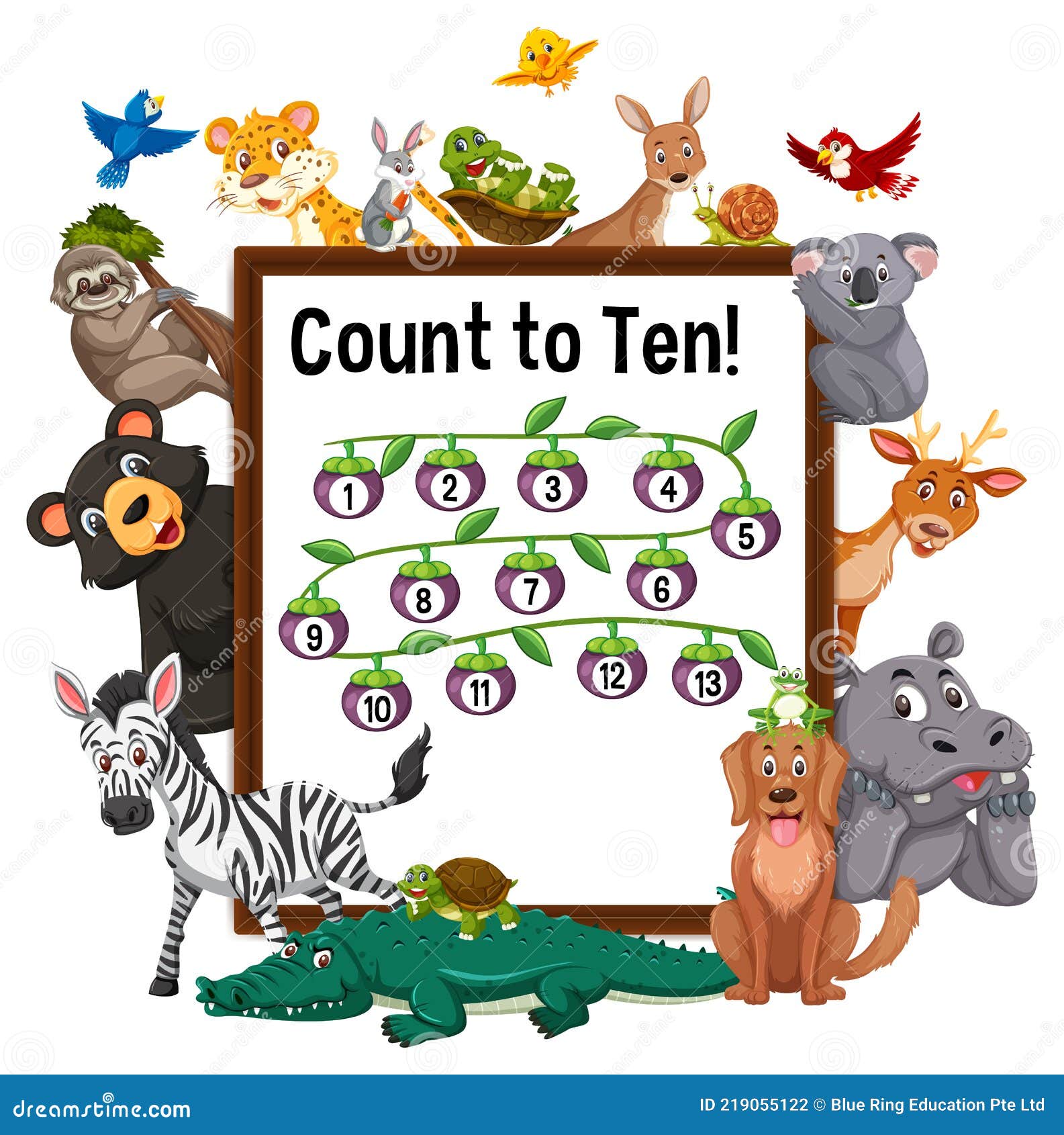 Count To Ten Board with Wild Animals Stock Vector - Illustration of ...