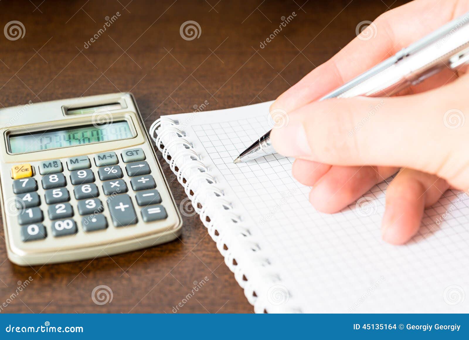 Count and write the result stock photo. Image of note - 45135164