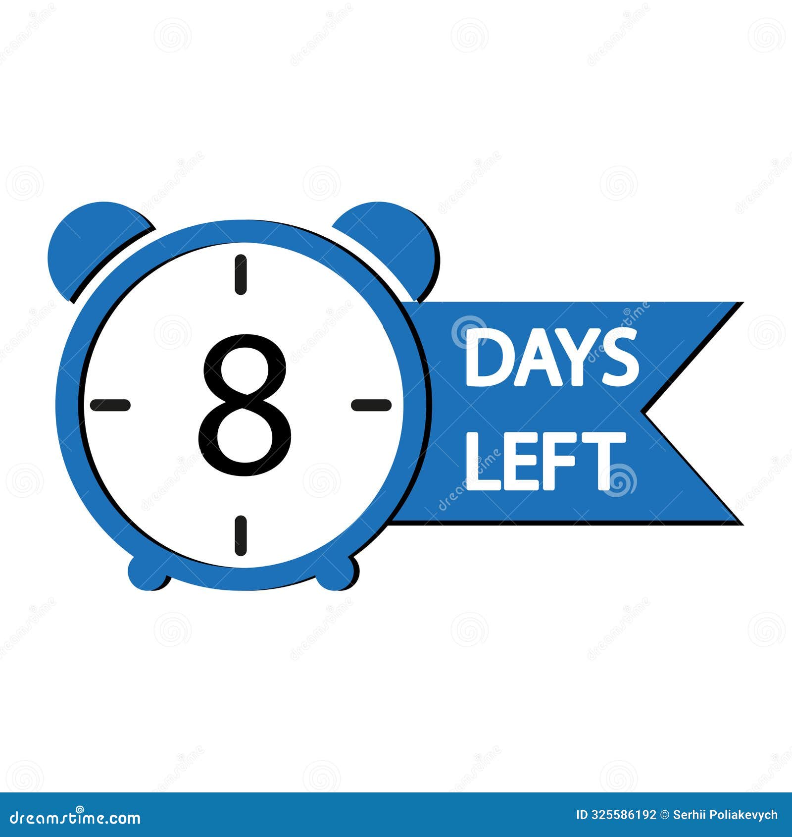 Countdown Clock Icon. Eight Days Left. Time Management Symbol. Vector ...