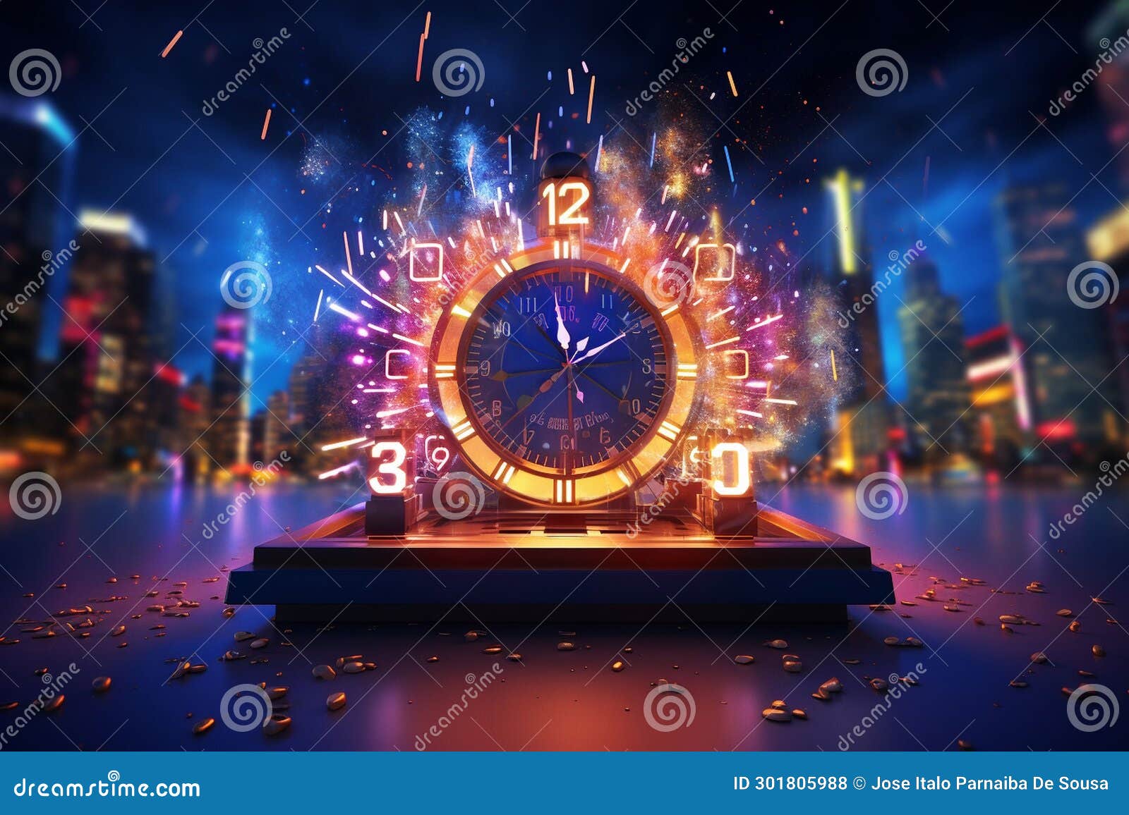 Countdown Clock at Midnight Surrounded by Stock Illustration ...