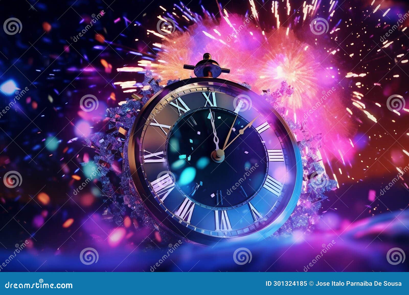Countdown Clock Striking Midnight at a Vibrant Stock Illustration ...