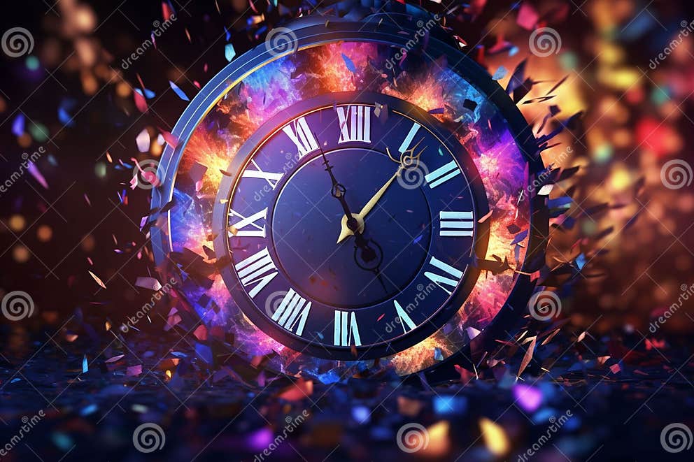Countdown Clock Striking Midnight at a Vibrant Stock Illustration ...