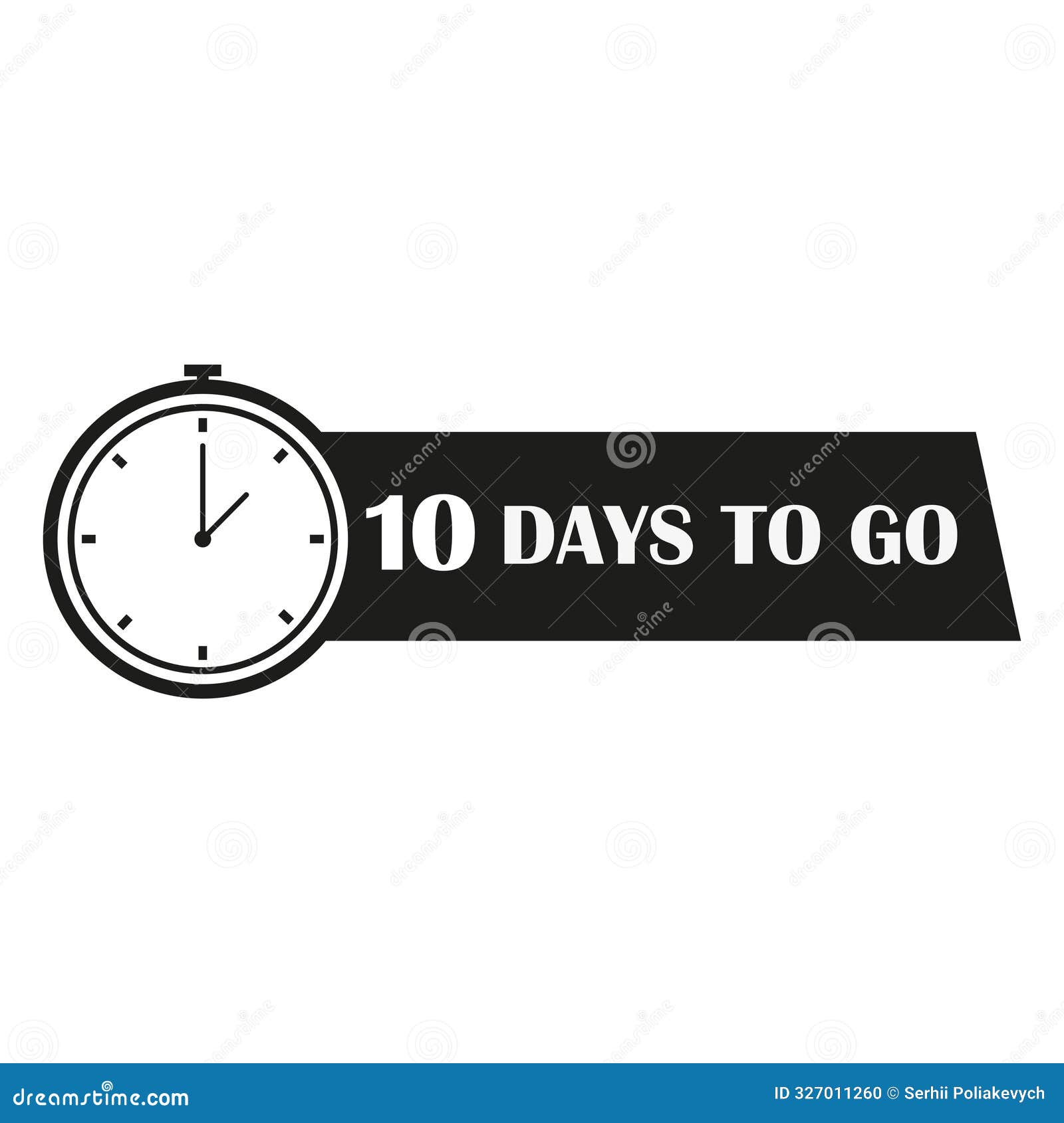 Countdown with Clock. Ten Days Left. Black and White Design. Vector ...