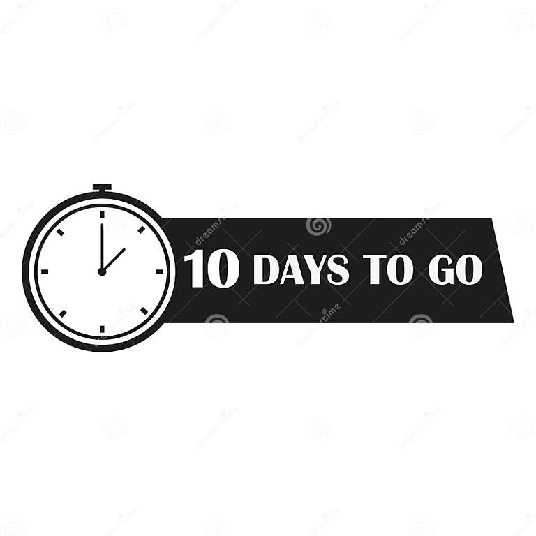 Countdown with Clock. Ten Days Left. Black and White Design. Vector ...