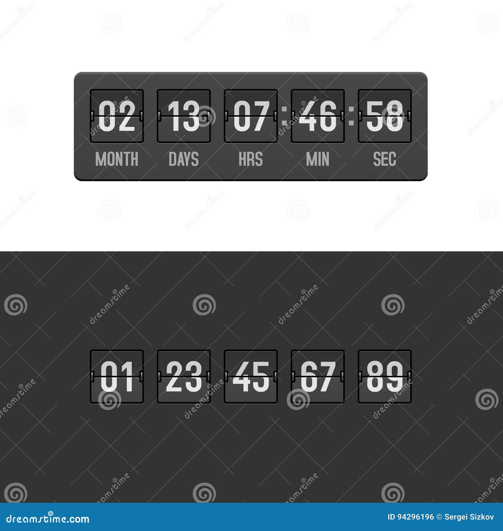 Countdown Clock Timer Set. Vector Stock Vector - Illustration of board ...