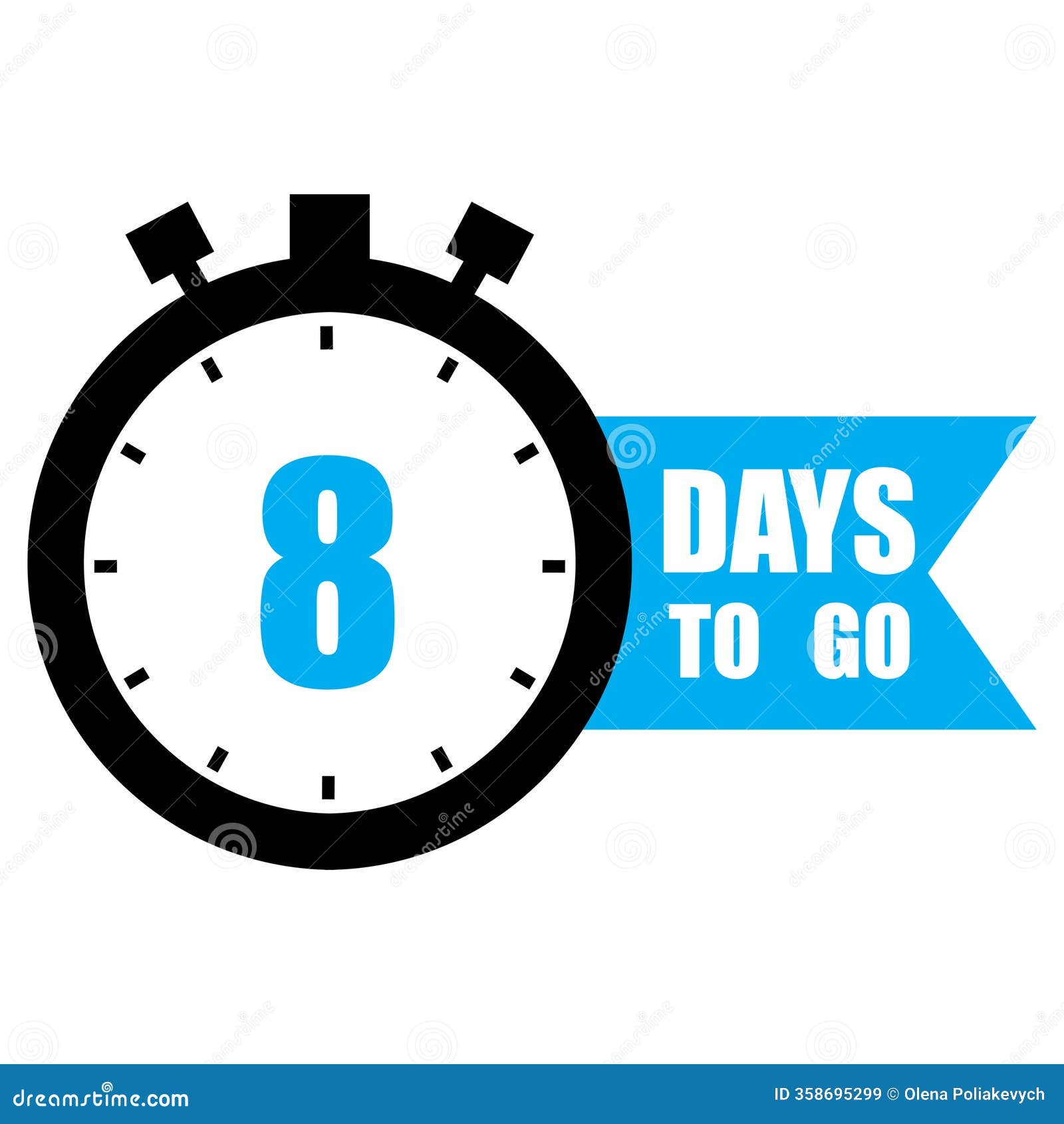 Countdown Clock Vector. Number Eight Emphasis. Bold 8 DAYS TO GO Text ...