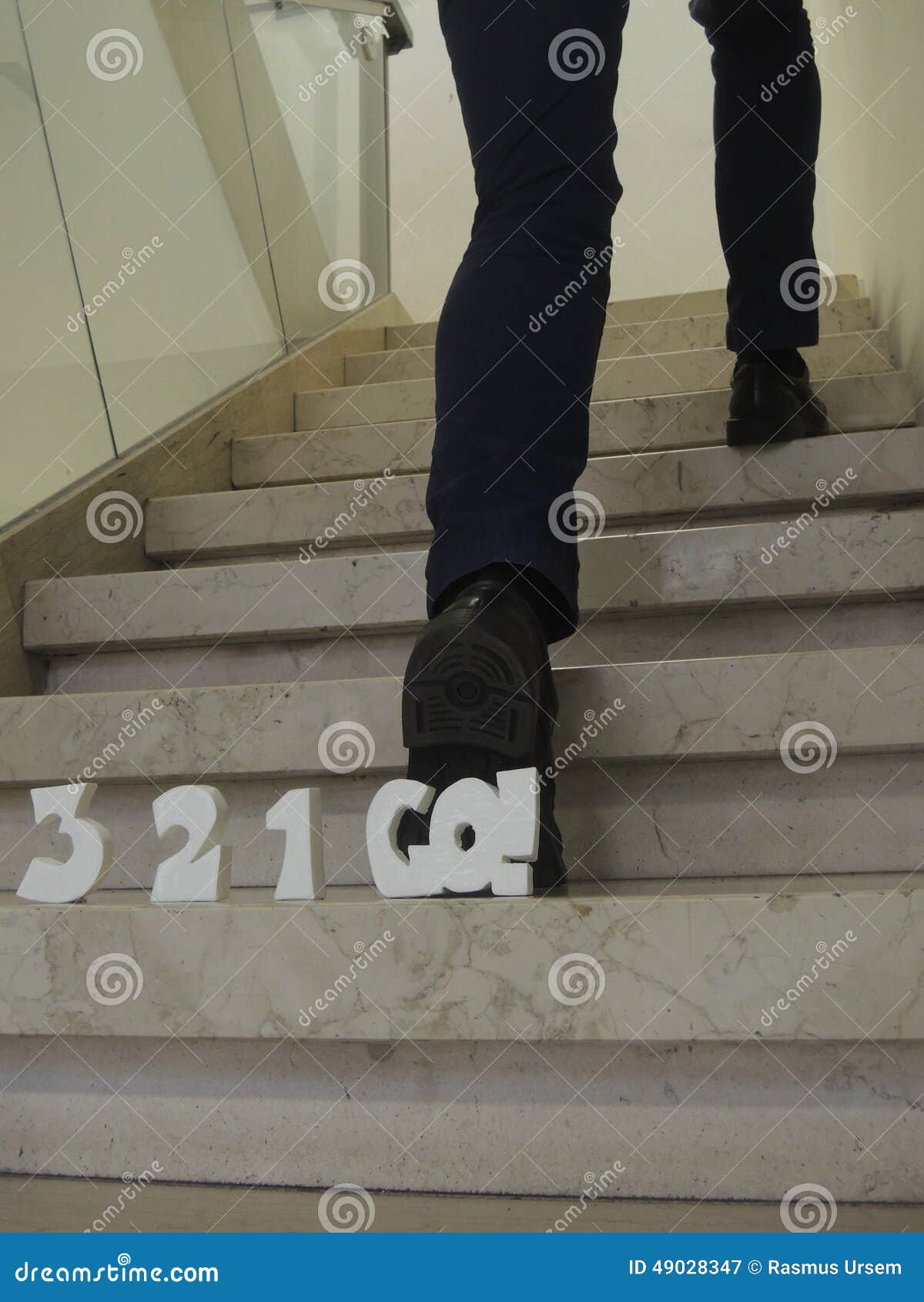 Countdown 3-2-1-go! Behind Man Leaping Up Stairs Stock Image - Image of ...