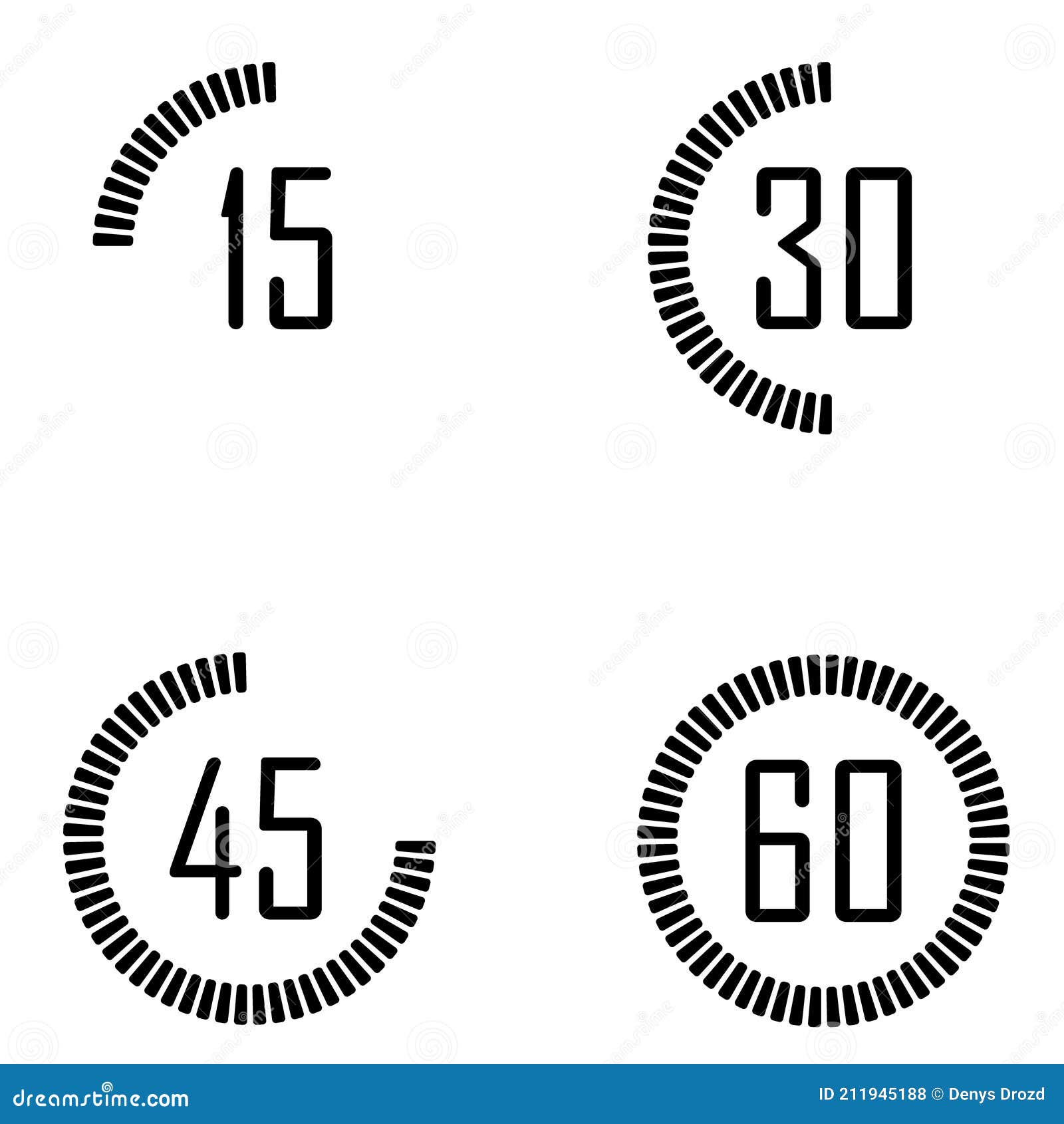 Countdown Icon Vector Set. Passage of Time Illustration Sign Collection. Clock Symbol Stock ...