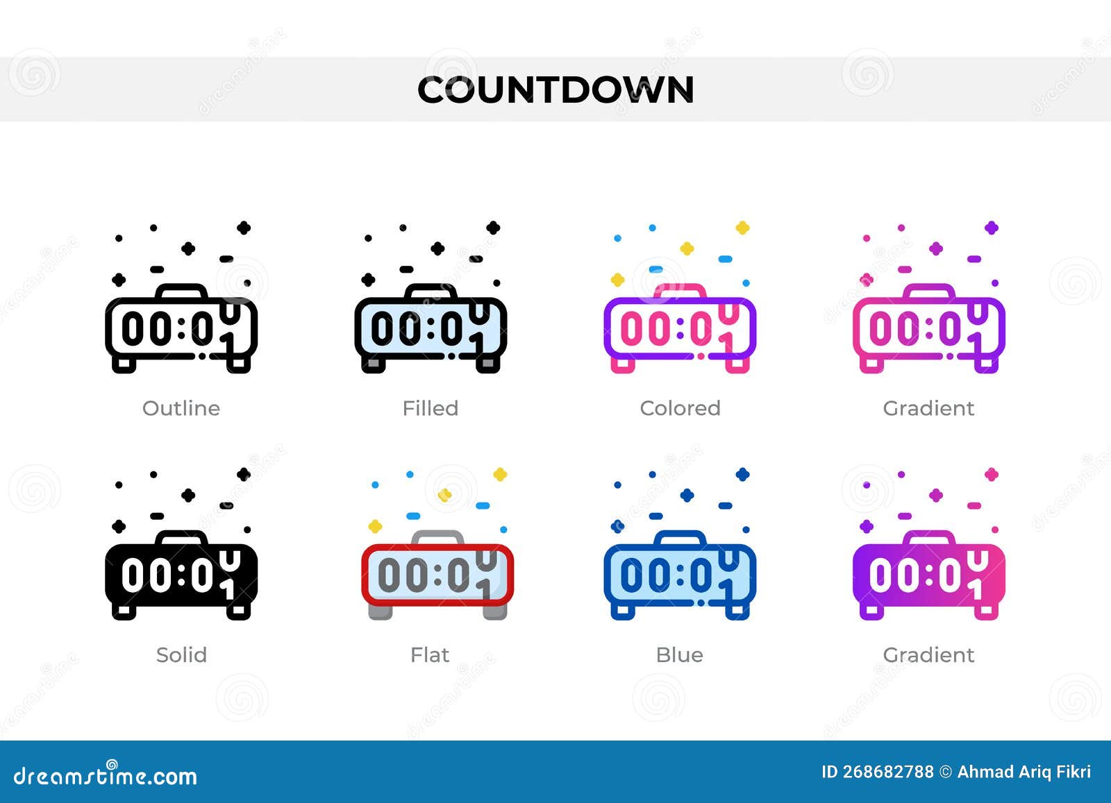 Countdown Icons in Different Style. Countdown Icons Set. Holiday Symbol ...