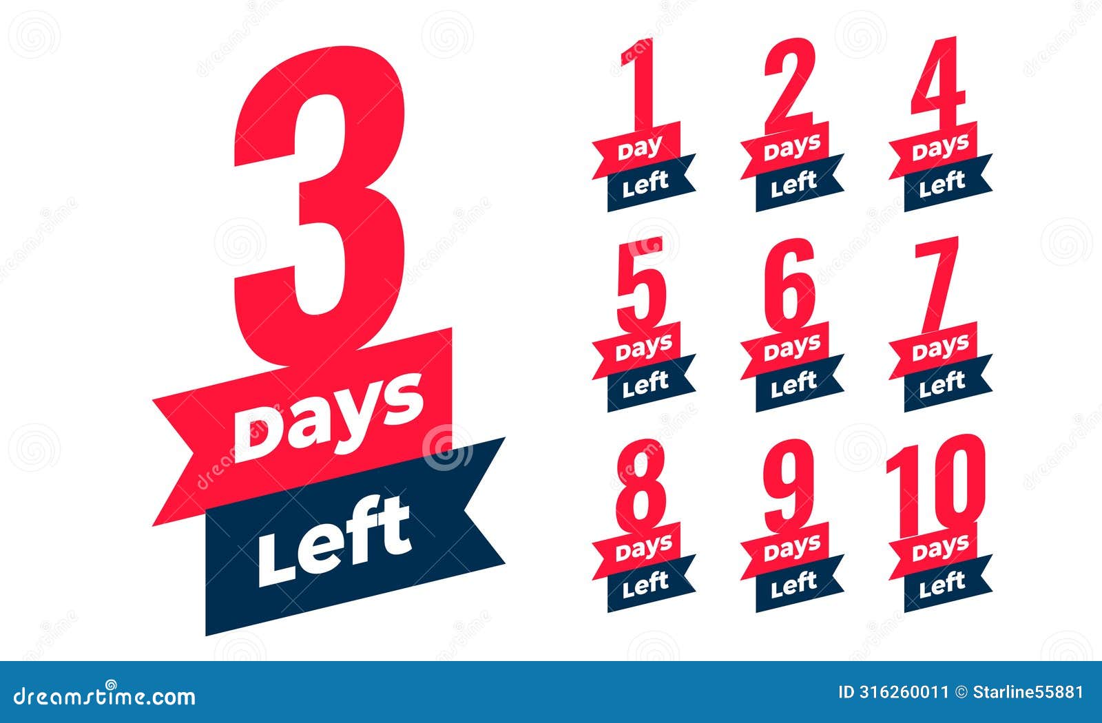 Countdown Last Days To Go Sticker Template Design Stock Vector ...