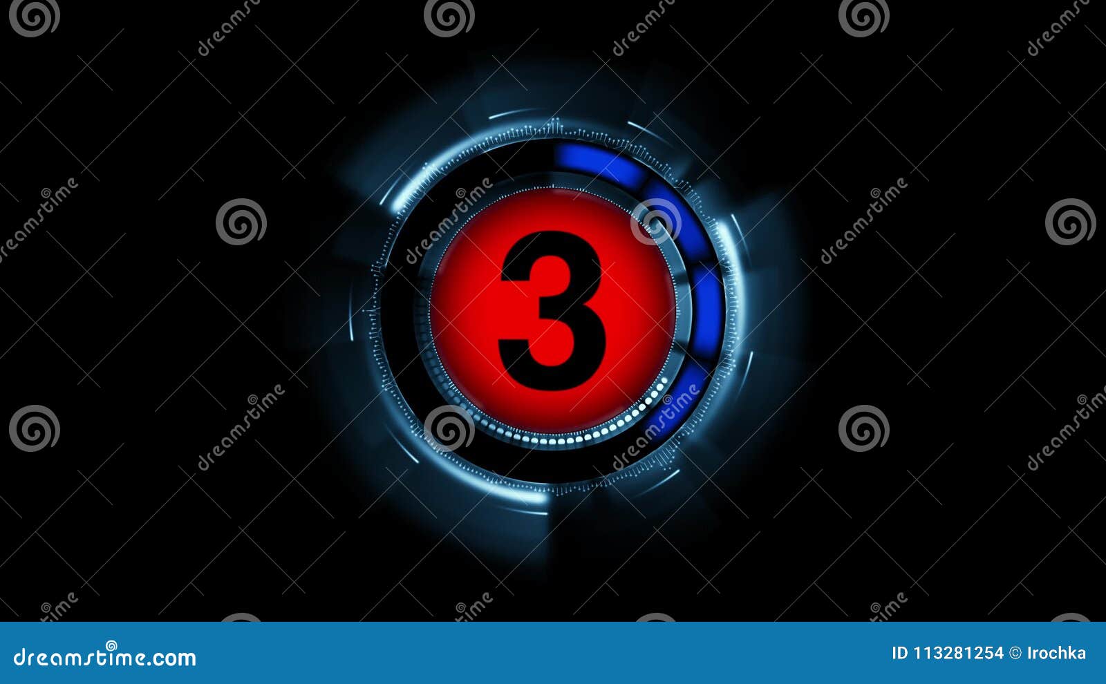 Countdown Leader Graphic Number 3 Stock Illustration - Illustration of ...