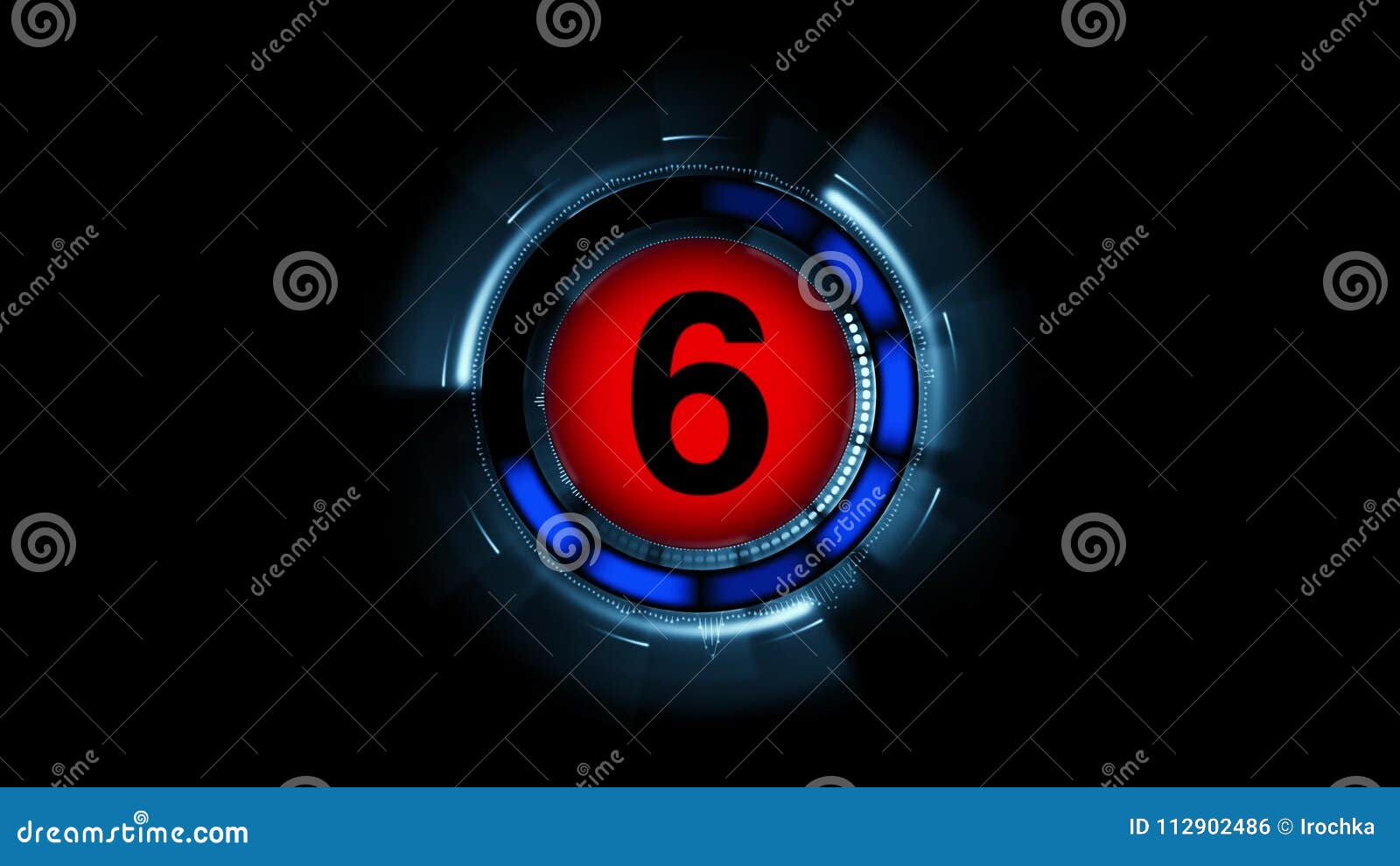 Countdown Leader Graphic Number 6 Stock Illustration - Illustration of ...