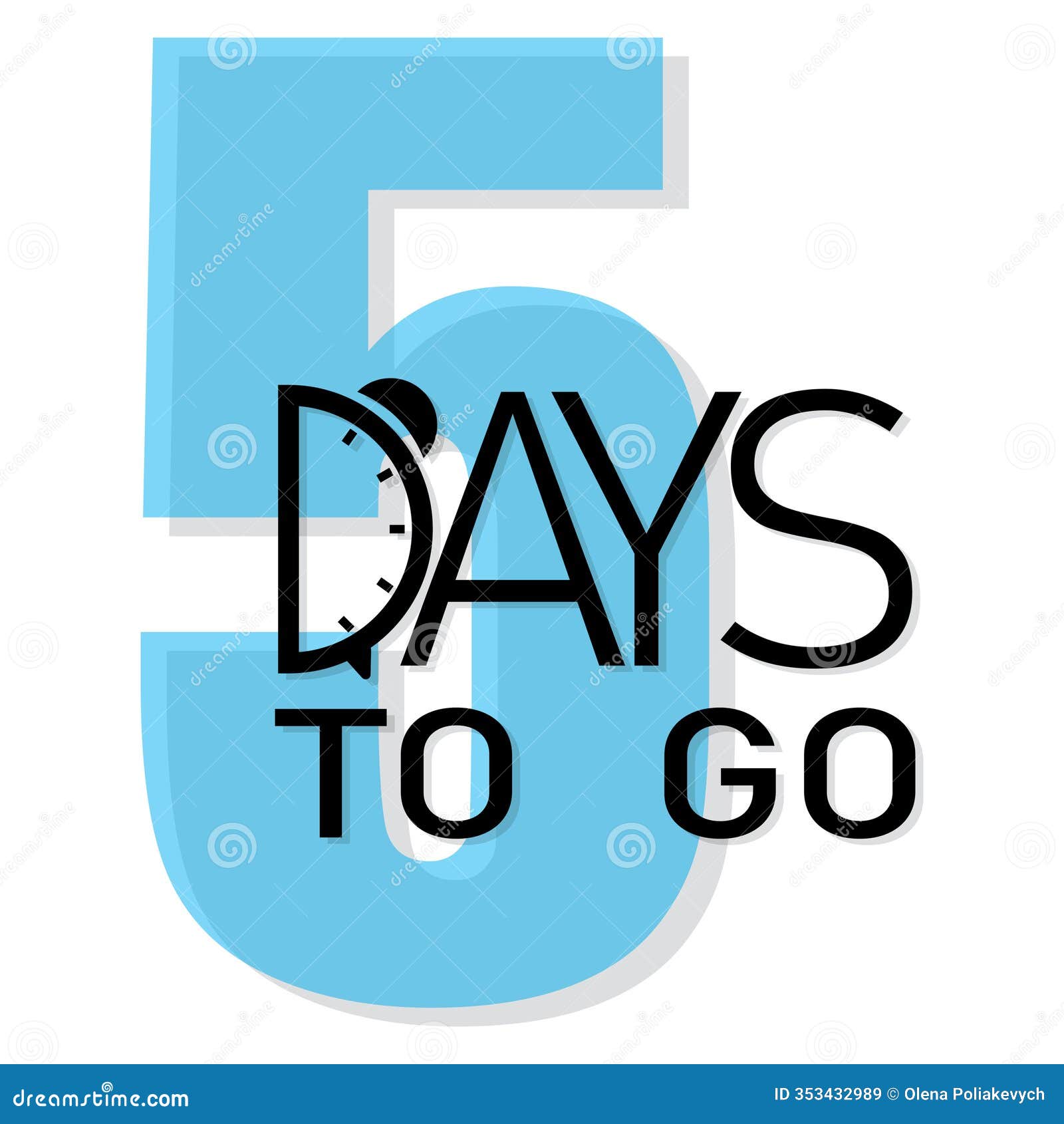 Countdown Number Five. Bold 5 Days Text. Bright Blue Background. Vector ...