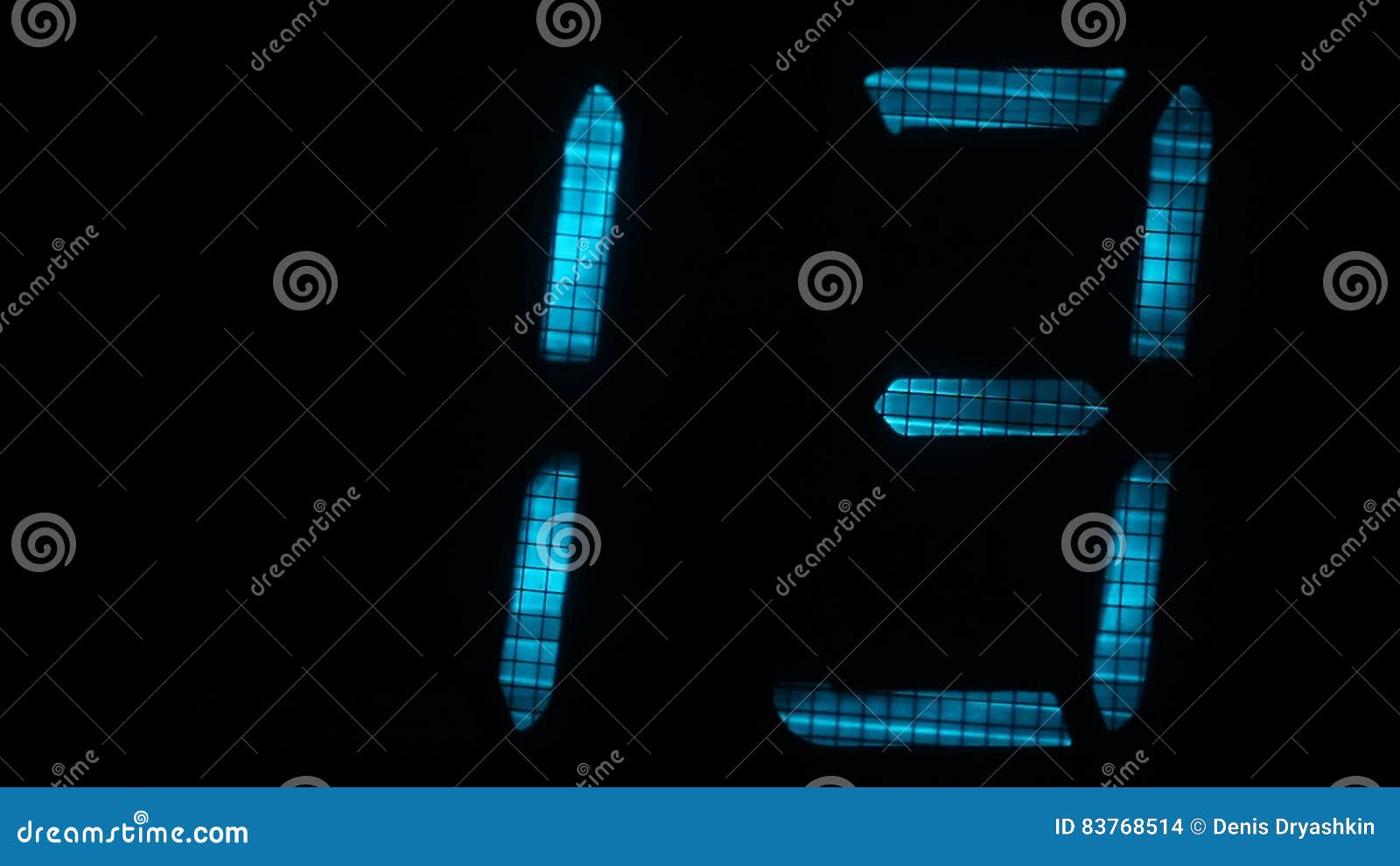 Countdown Self-destruction Timer in Blue and Red Color Over Black ...