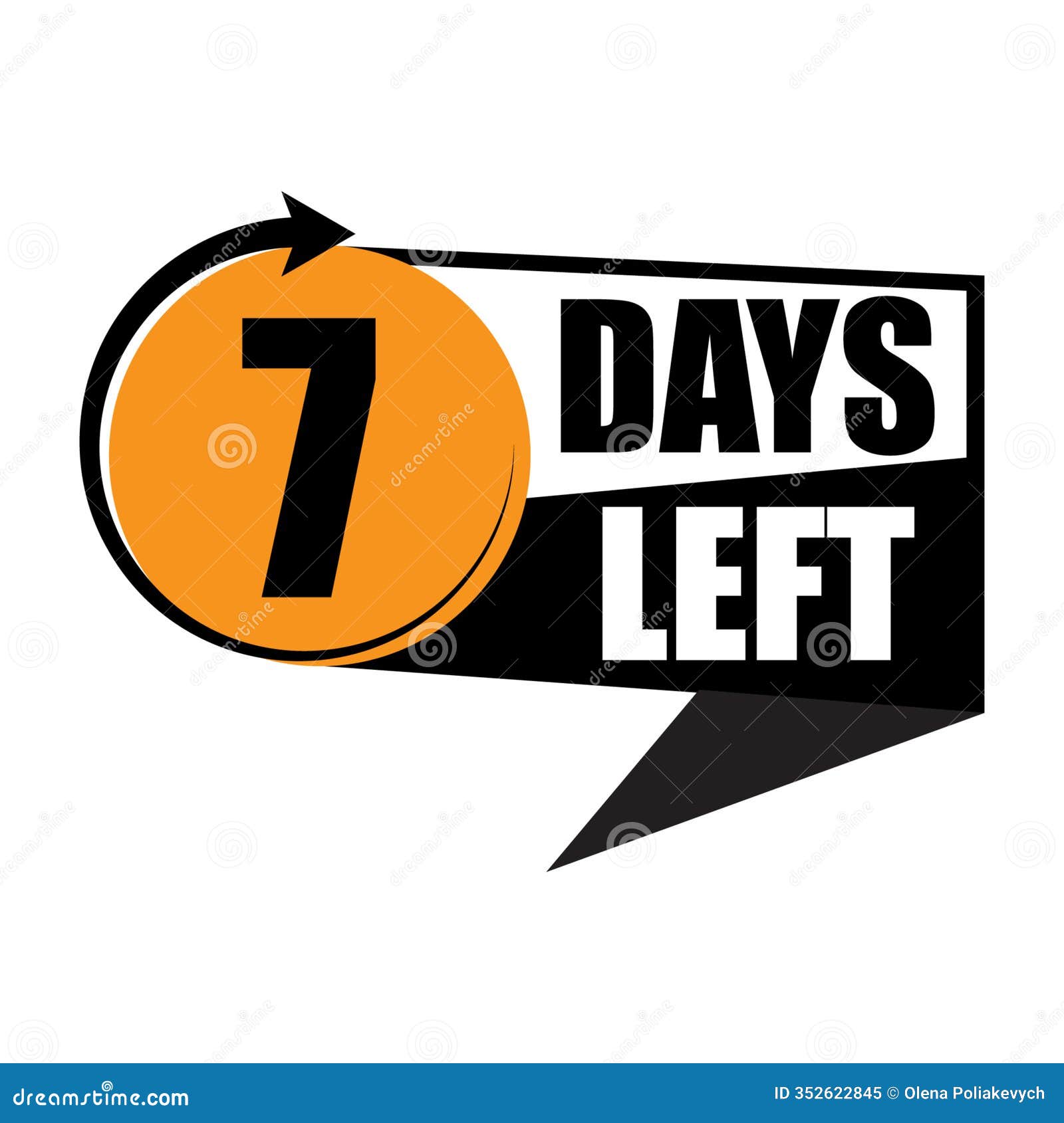 Countdown Seven Days. Bold Number Seven Icon. Deadline Reminder Vector ...