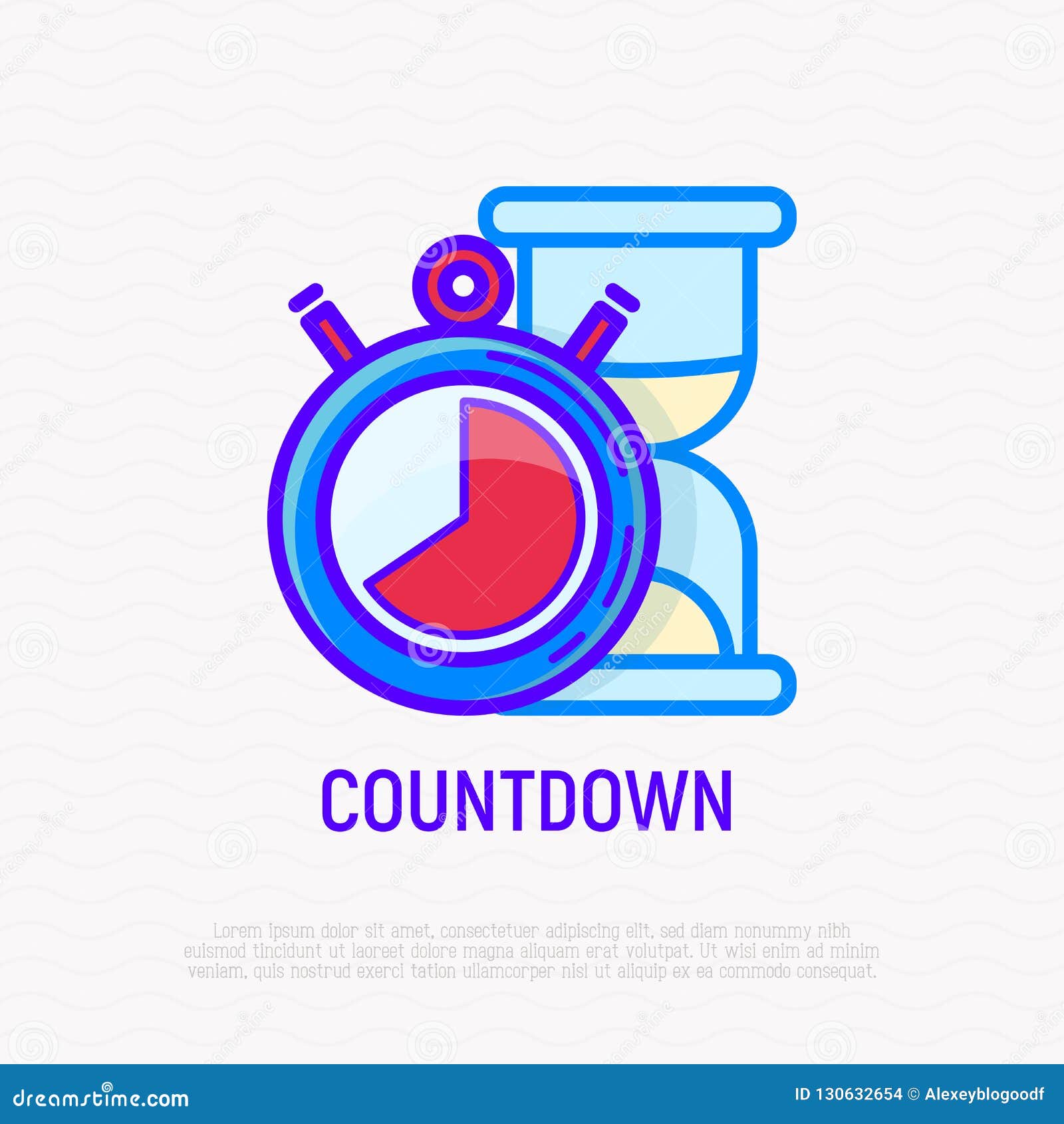 Countdown Thin Line Icon: Stopwatch and Hourglass Stock Vector ...