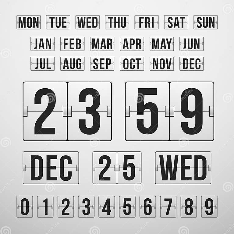 Countdown Timer and Date, Calendar Scoreboard Stock Vector ...