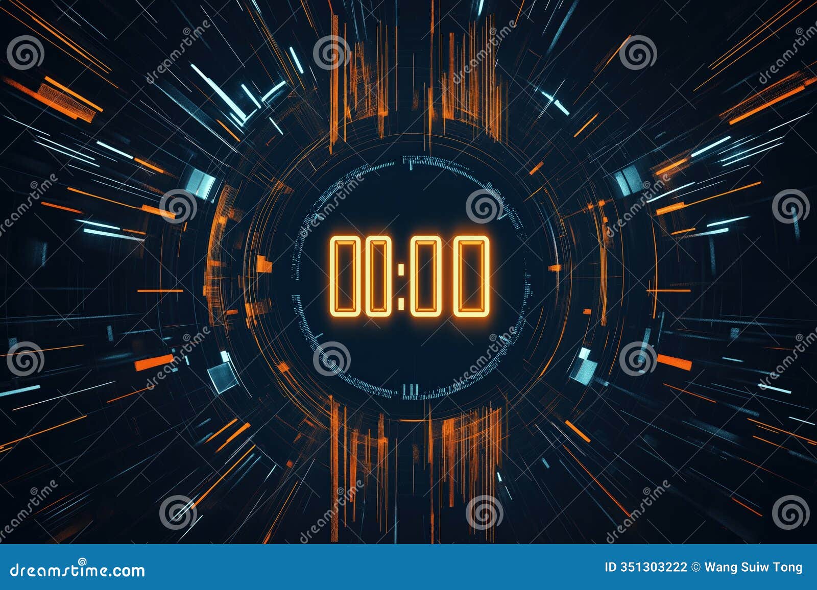 Countdown Timer Display with Vibrant Colors Showing Zero at a High-tech ...