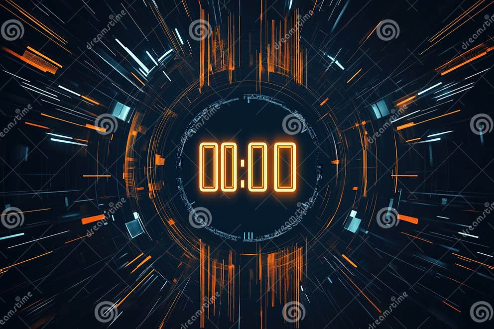 Countdown Timer Display with Vibrant Colors Showing Zero at a High-tech ...