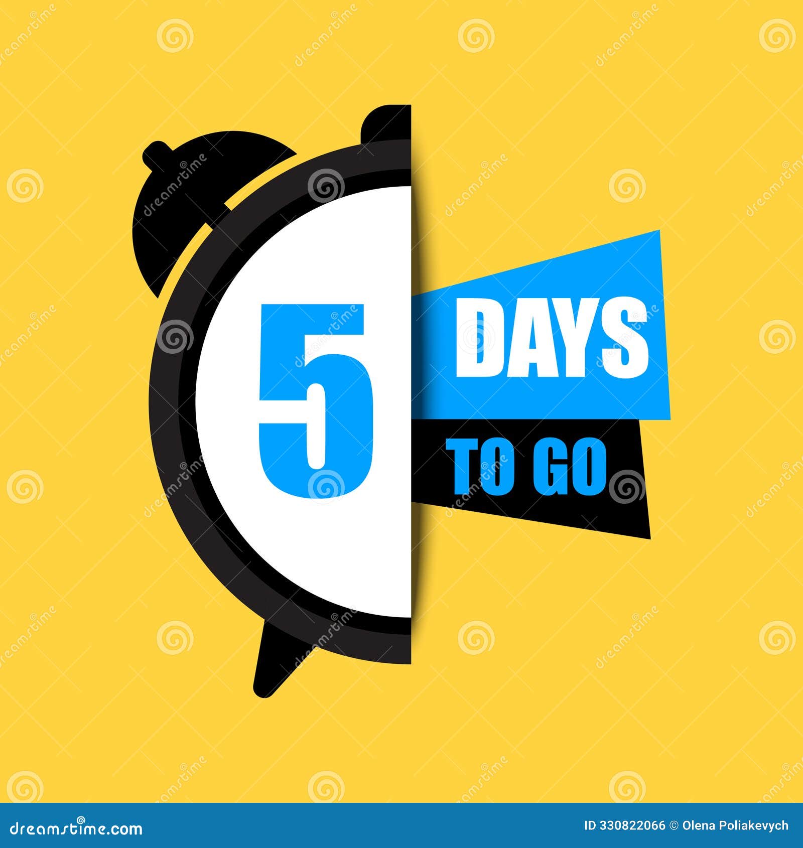 Countdown Timer Graphic. Number Five Focus. Bold 5 Days To Go Text ...