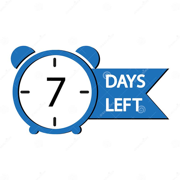 Countdown Timer Icon. Blue Alarm Clock. Seven Days Left. Vector ...