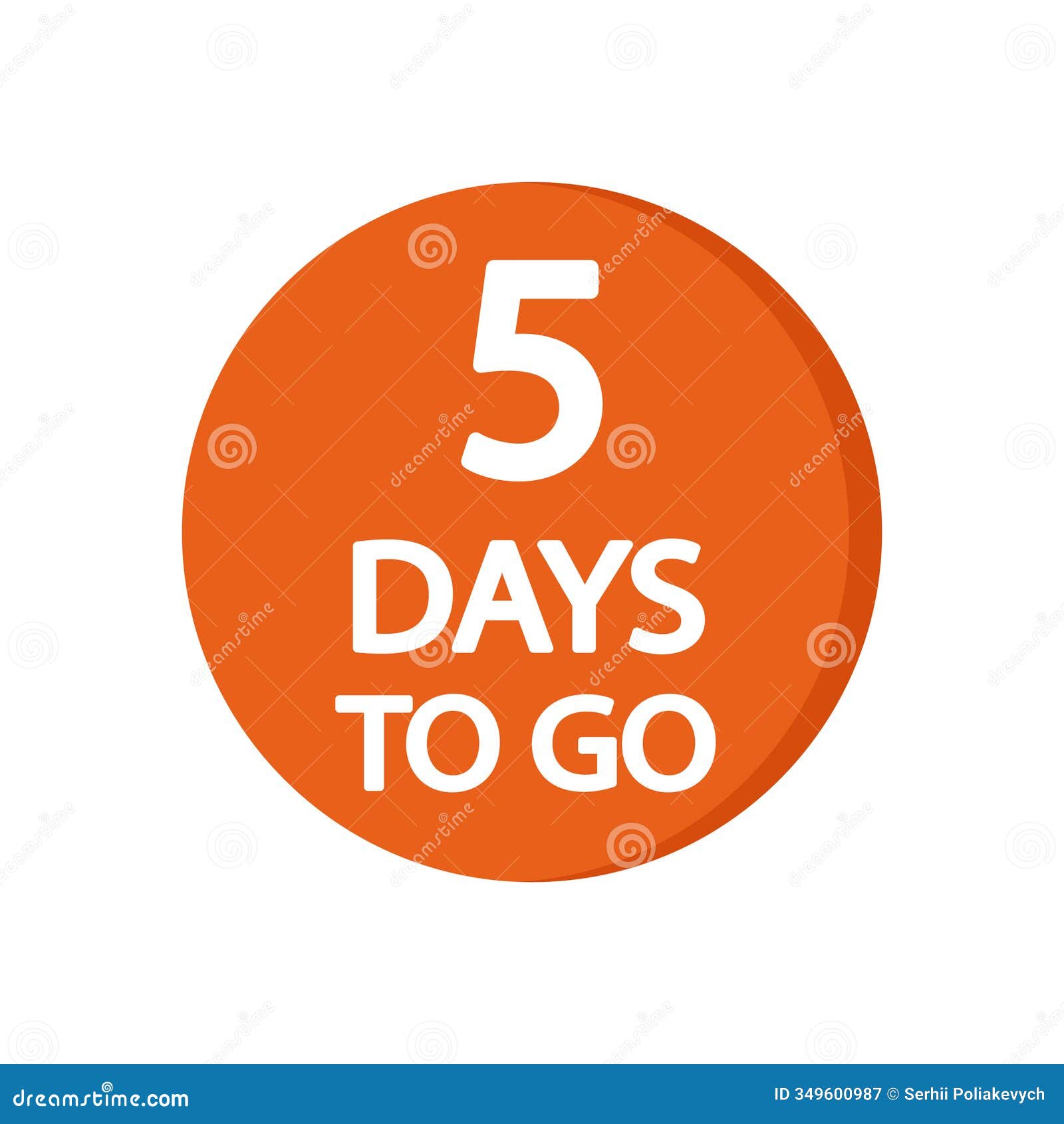 Countdown Timer Icon. Bold Number Five. Days To Go Text. Bright Orange ...