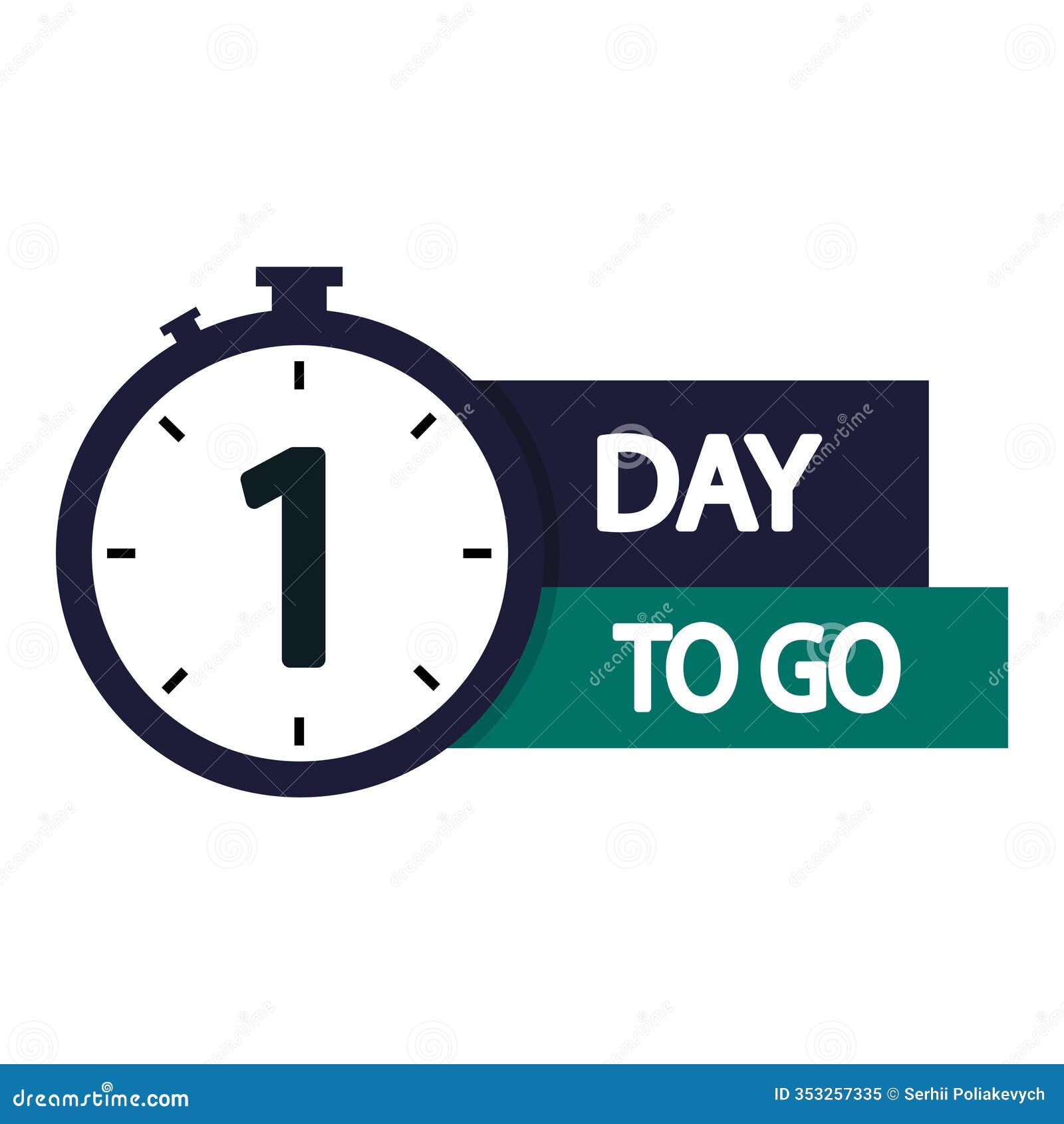 Countdown Timer Icon. Bold Number One. One Day To Go. Green and Black ...