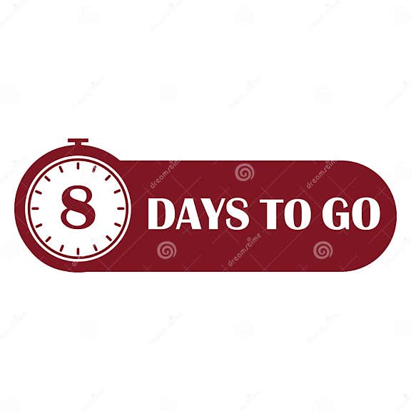 Countdown Timer Icon. Eight Days Left. Bold Red Design. Vector Time ...