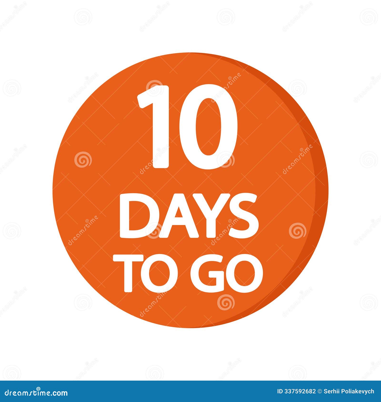 Countdown Timer Icon. Number Ten Focus. Bold 10 Days Text. Orange Round ...
