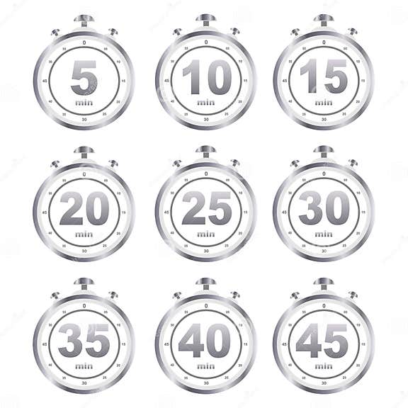 Countdown Timer Icon Set. Set of Timer Symbols. Vector Illustration ...