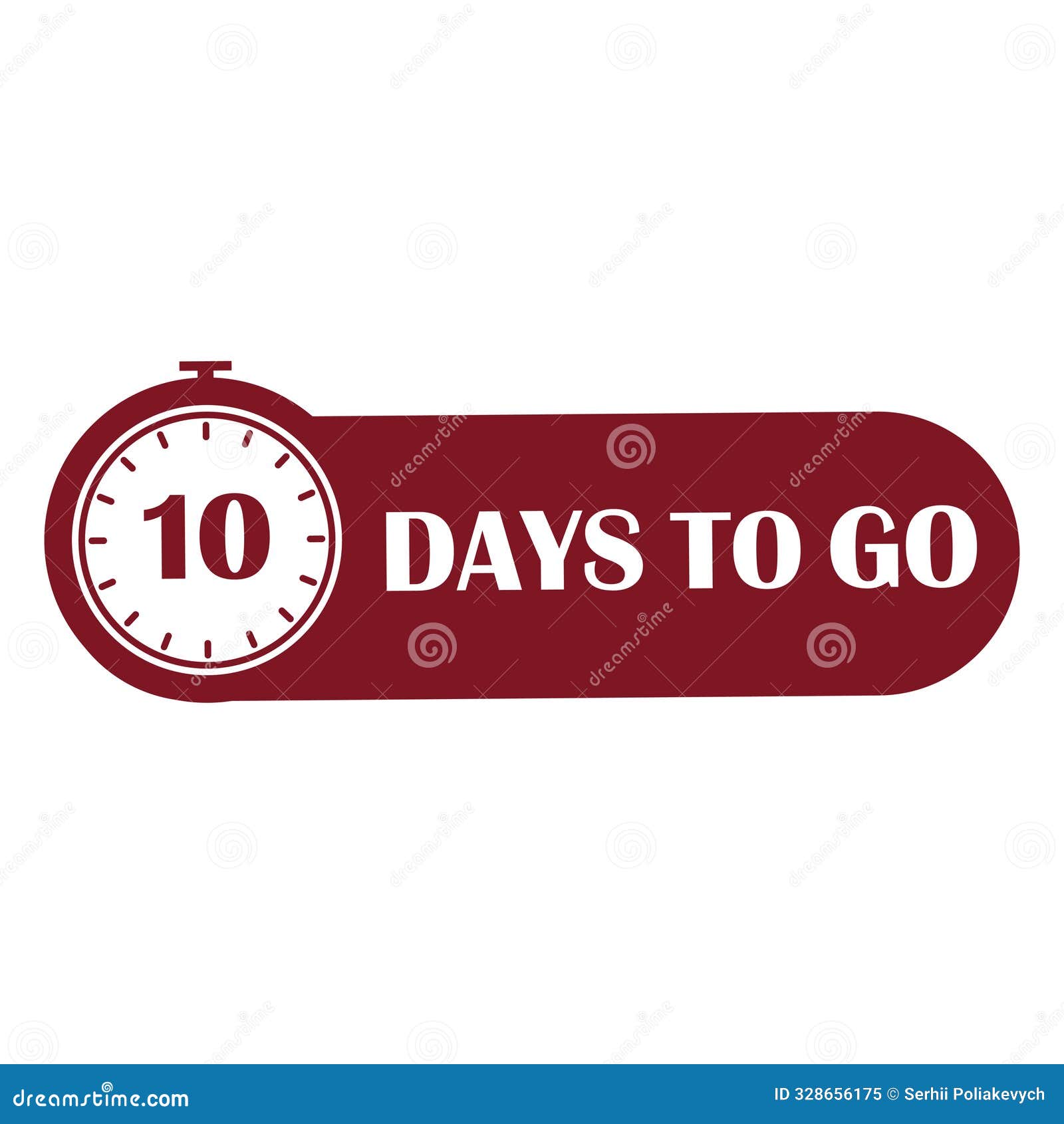 Countdown Timer Icon. Ten Days Left. Maroon and White. Vector Symbol ...