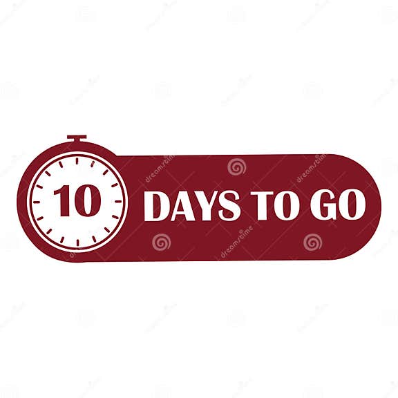 Countdown Timer Icon. Ten Days Left. Maroon and White. Vector Symbol ...