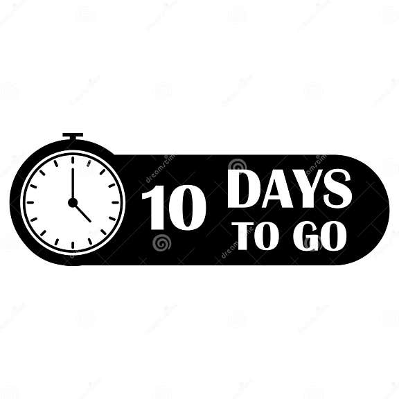 Countdown Timer Icon. Ten Days Remaining. Bold Black Design. Vector ...