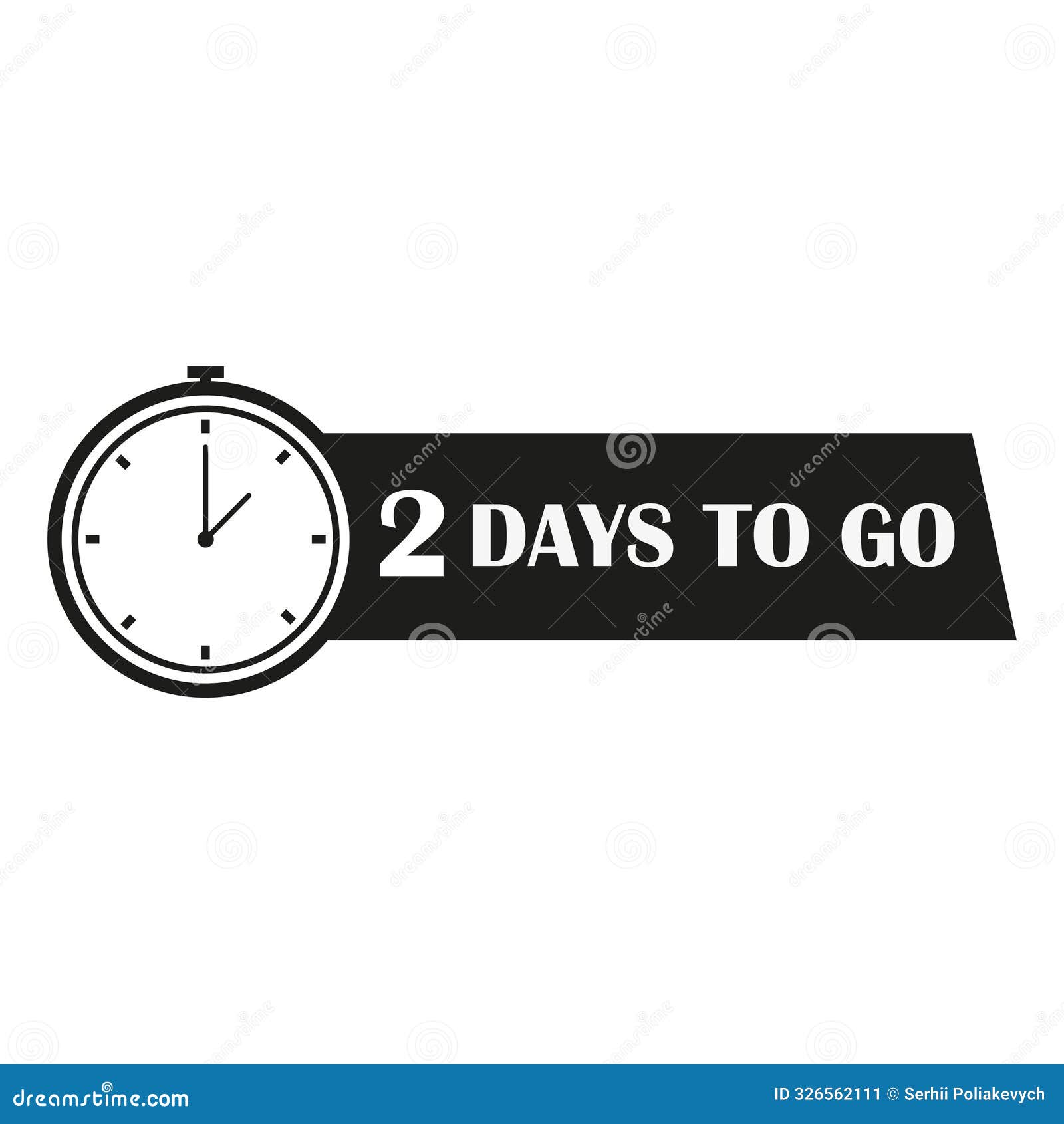 Countdown Timer Icon. Vector Clock Symbol. Two Days To Go. 2 Days To Go ...
