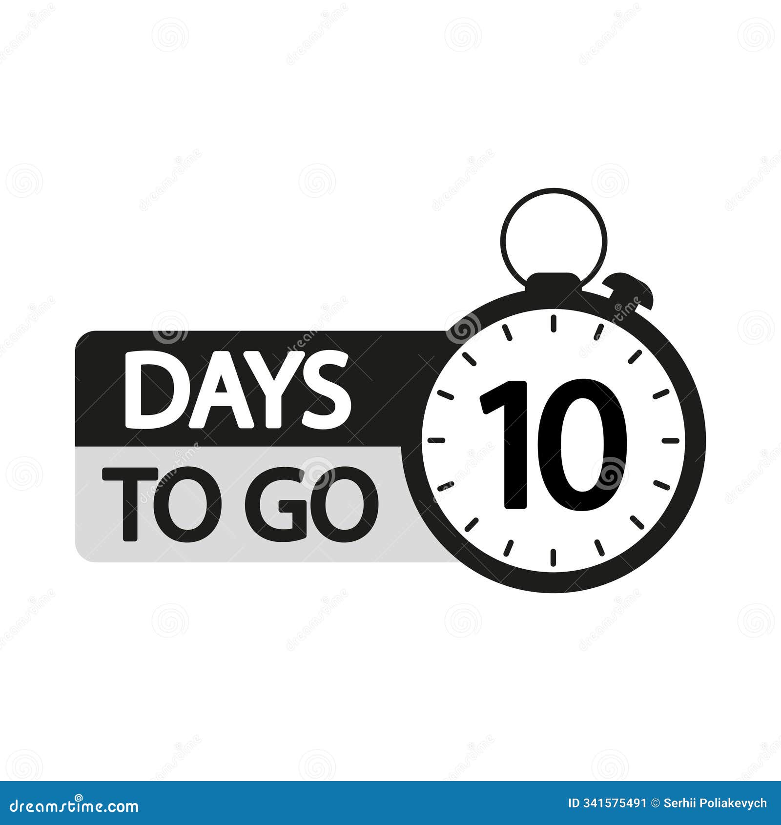 Countdown Timer Illustration. Bold 10 Days To Go Text. Ten Day ...