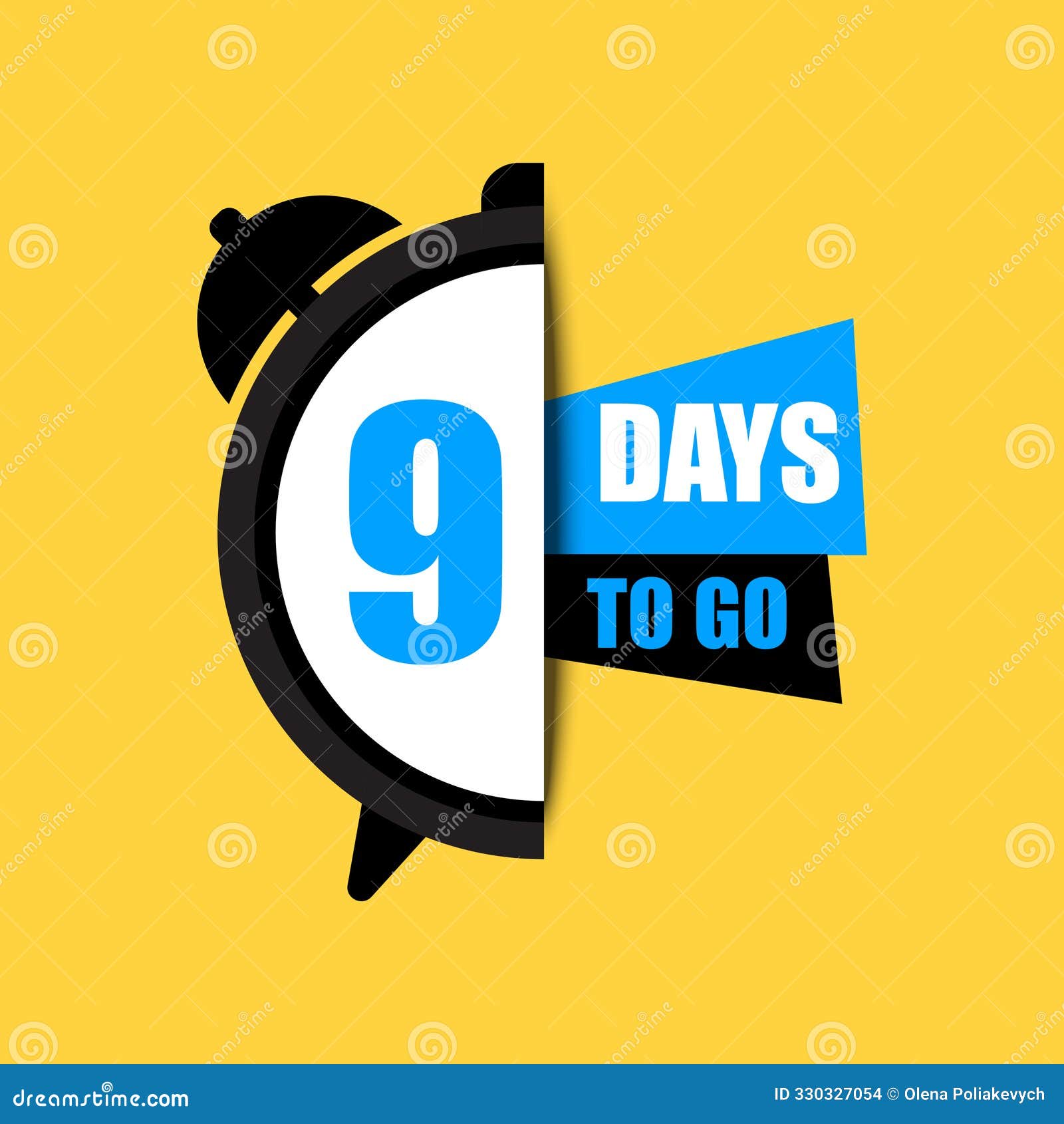 Countdown Timer Illustration. Number Nine Focus. Bold 9 Days To Go Text ...