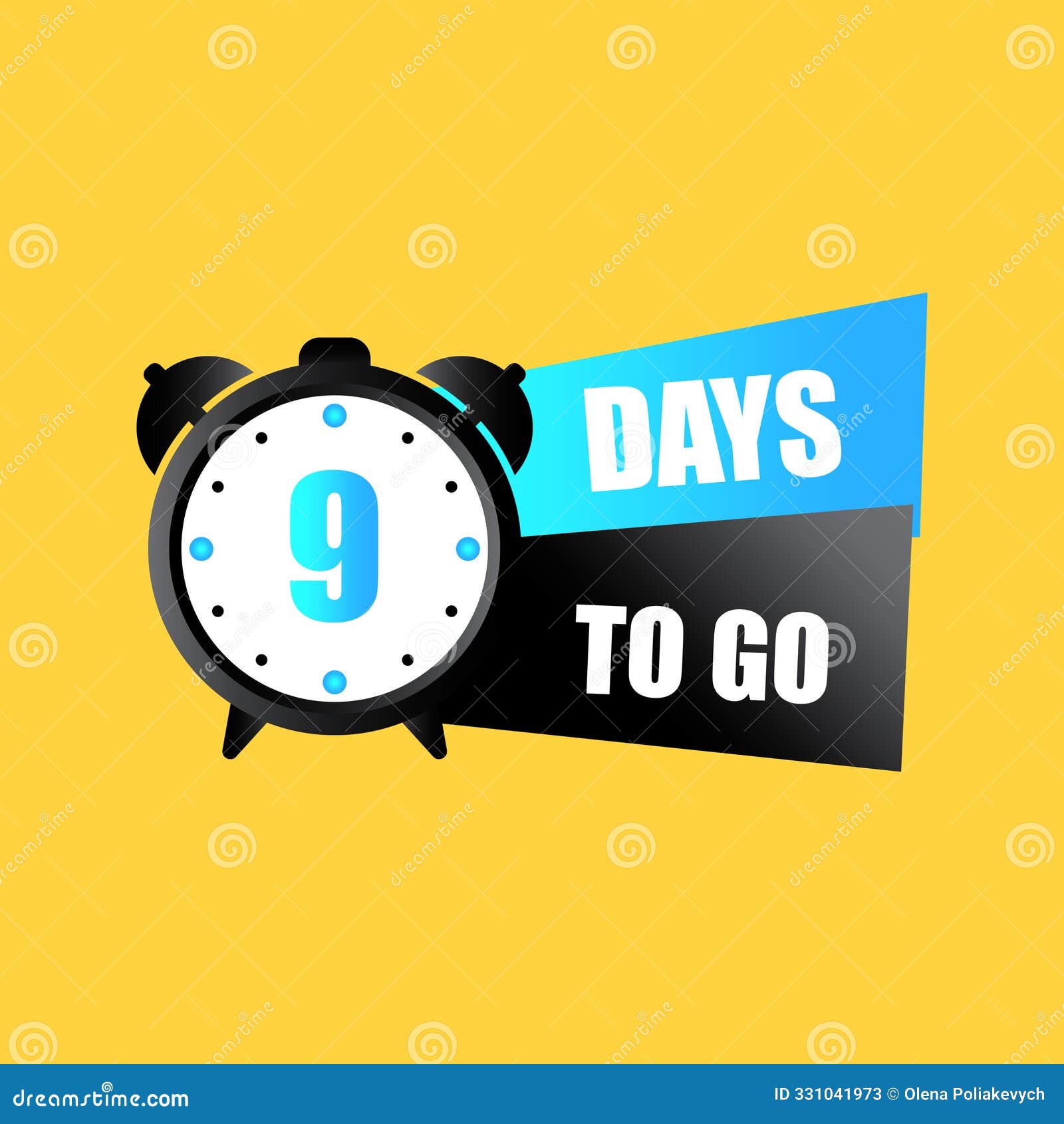 Countdown Timer Illustration. Number Nine Focus. Bold 9 Days To Go Text ...